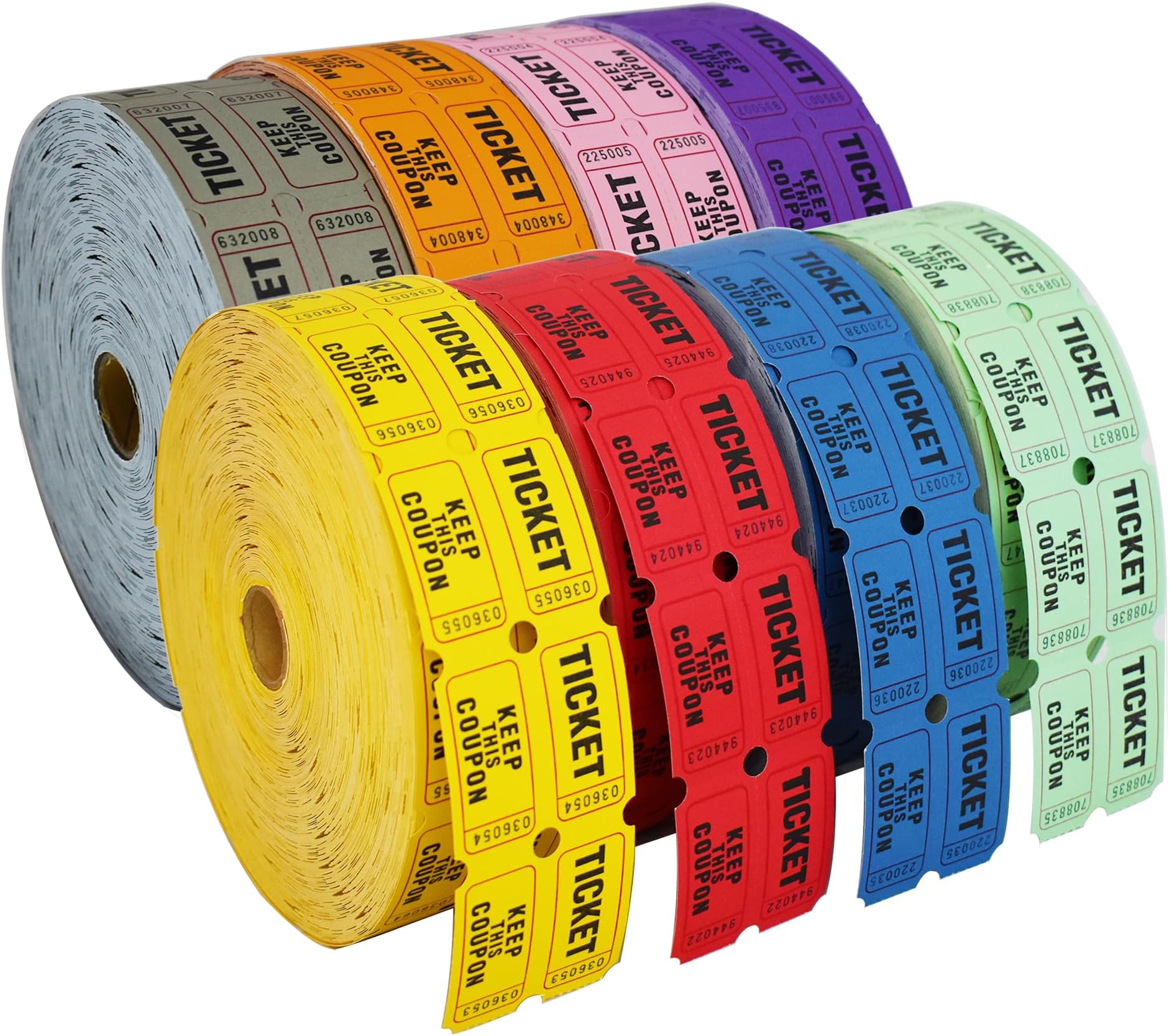 Amazon.com : Essential 8000 Assorted Raffle Ticket Rolls, Double Raffle ...