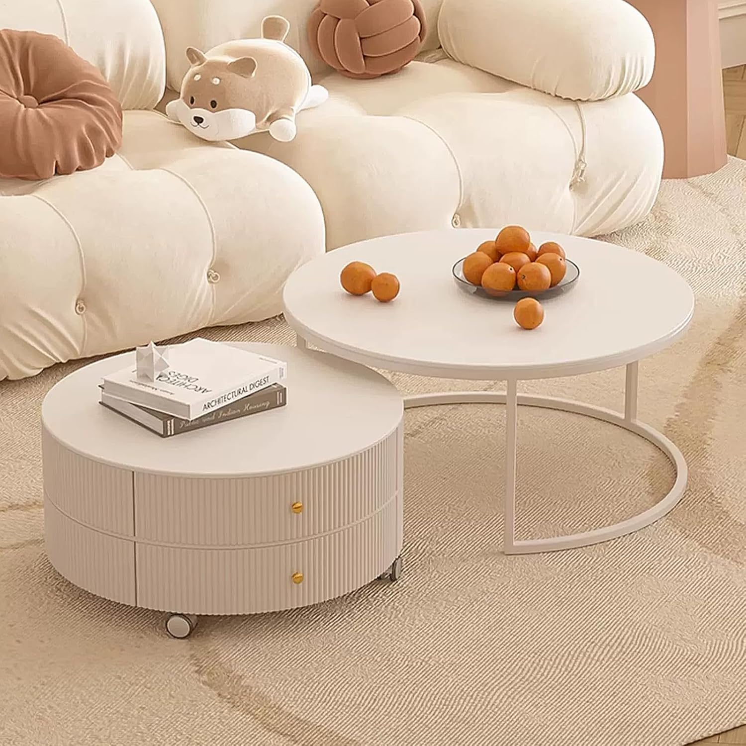 Amazon.com: Kadaligh Modern Living Room Nesting Tables - Beige Coffee ...