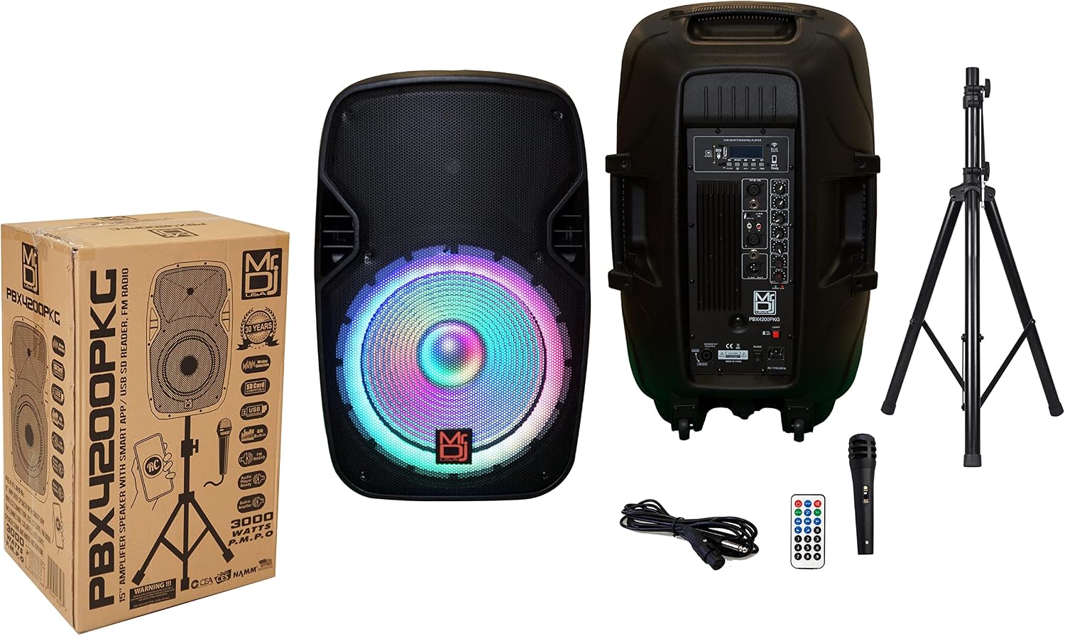 Amazon.com: Mr. Dj PBX-4200PKG 15" Powered PA DJ Speaker 2-Way Full ...