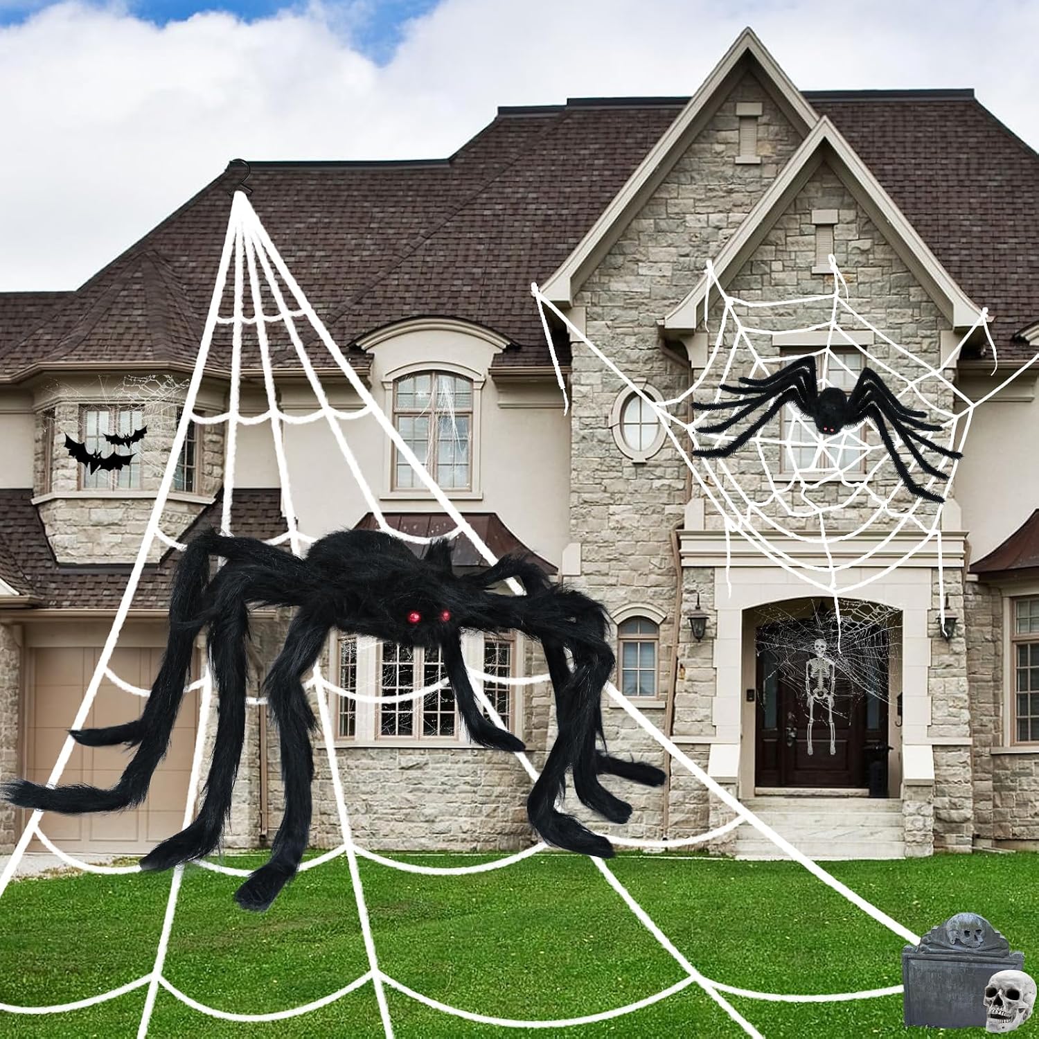 Amazon.com: Halloween Decorations Outdoor 200" Halloween Spider Web ...
