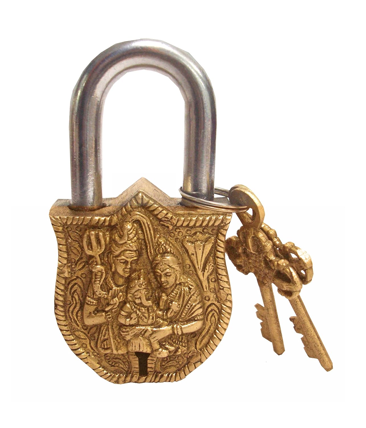 Buy Aesthetic Decors Brass Shiv Parivar Design Decorative Lock (Antique ...