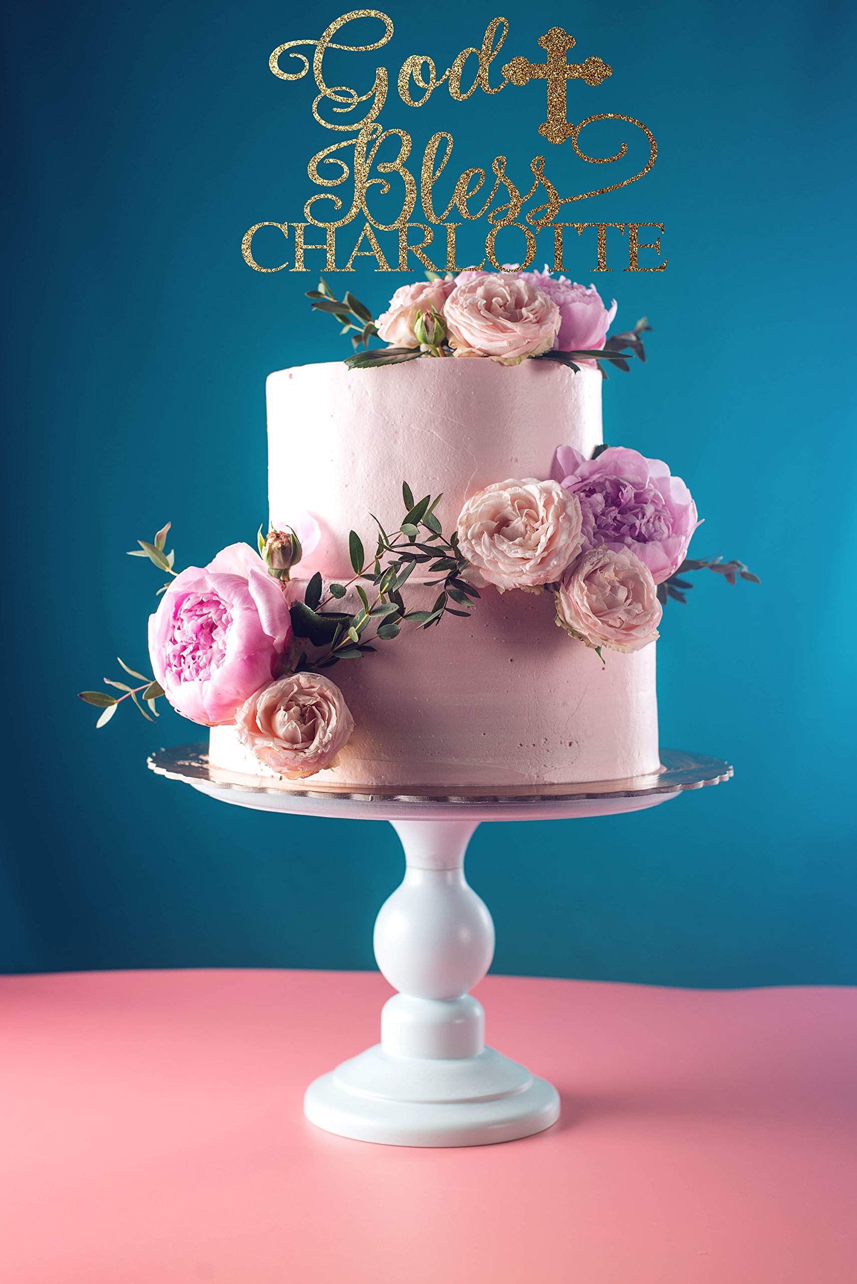 Baptism Cake Topper God Bless First Communion Cake Topper Baptism ...