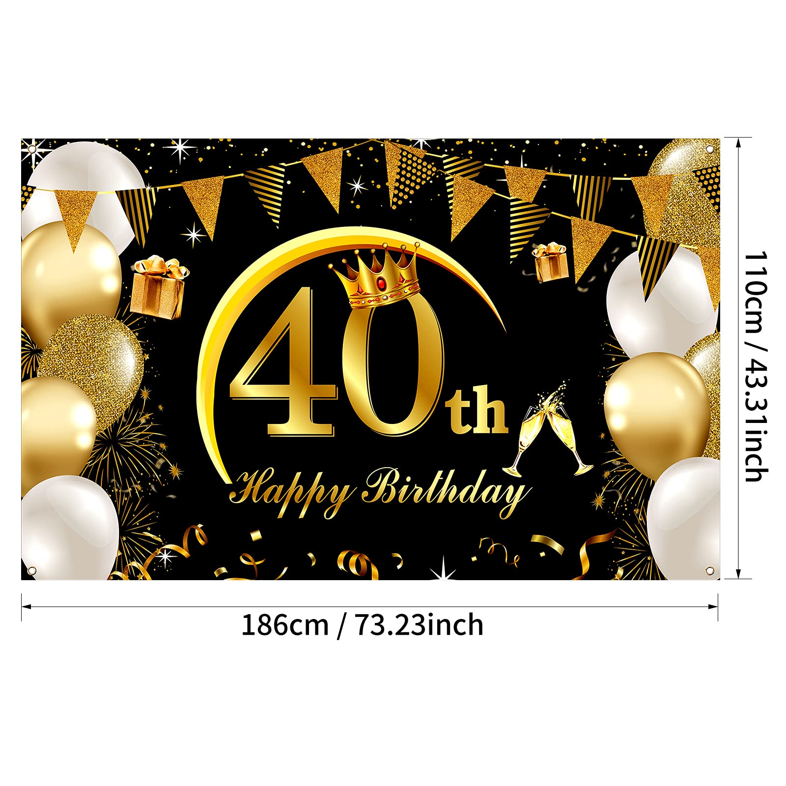 Buy Happy 40th Birthday Banner, NIKUMO 40th Birthday Party Decoration ...