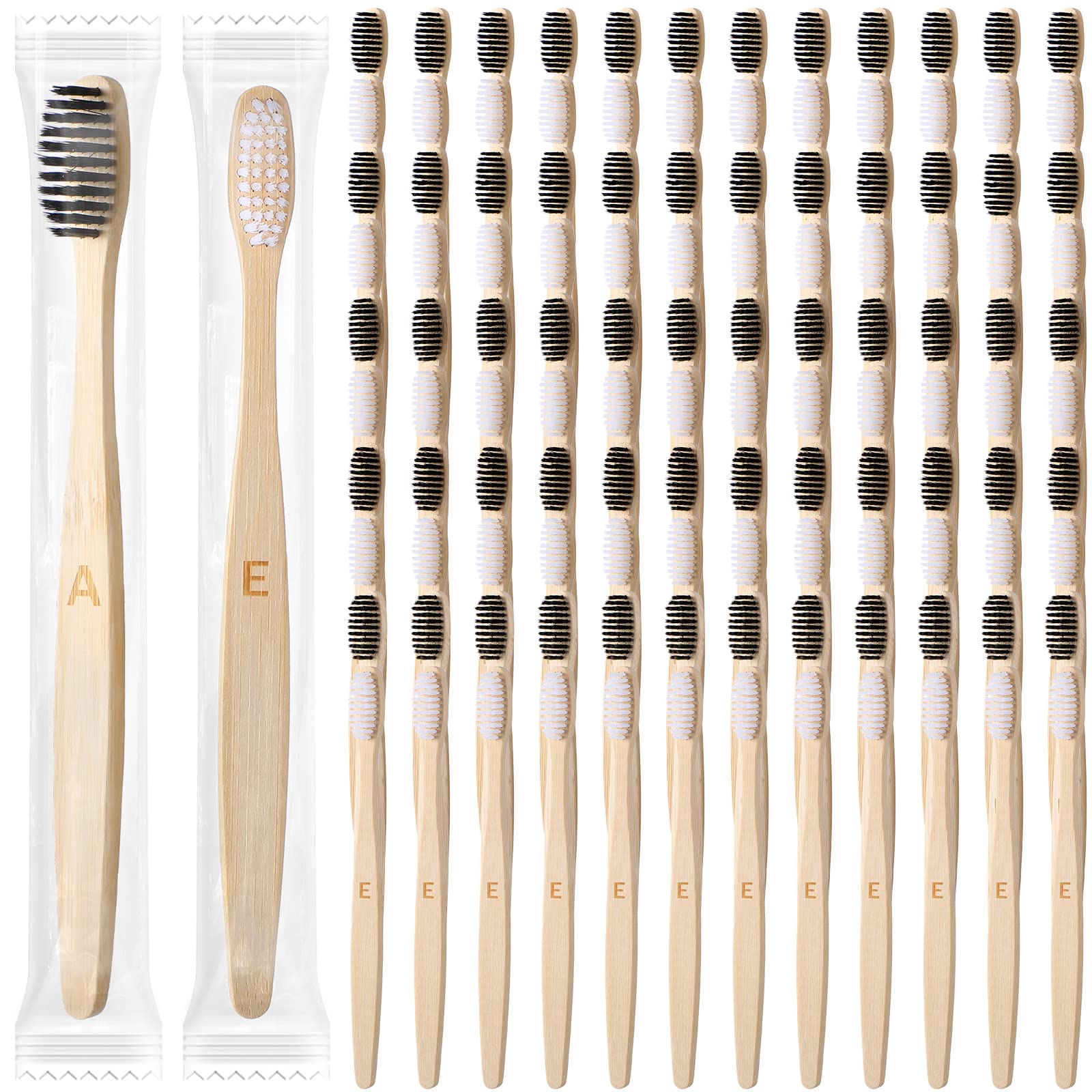 Amazon.com : Sieral 120 Pcs Bamboo Toothbrushes Bulk Soft Bristle ...