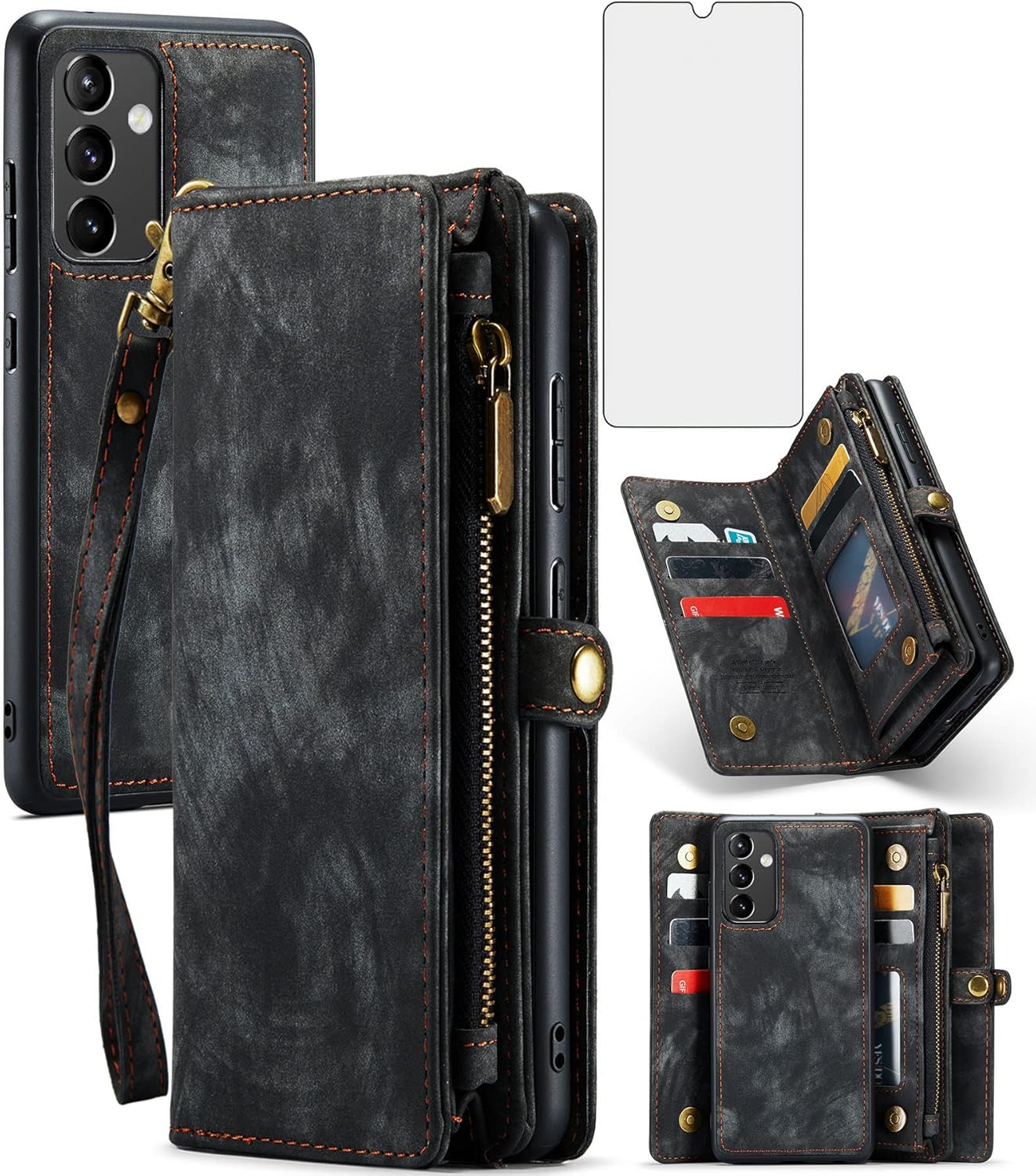 Amazon.com: Asuwish Phone Case for Samsung Galaxy A54 5G Zipper Wallet Detachable Cover with ...