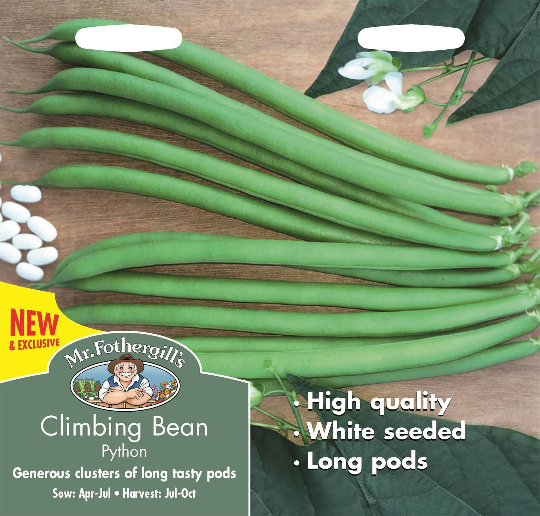 Mr Fothergill's Vegetable Seeds, Climbing French Bean Python, Green, 0. ...