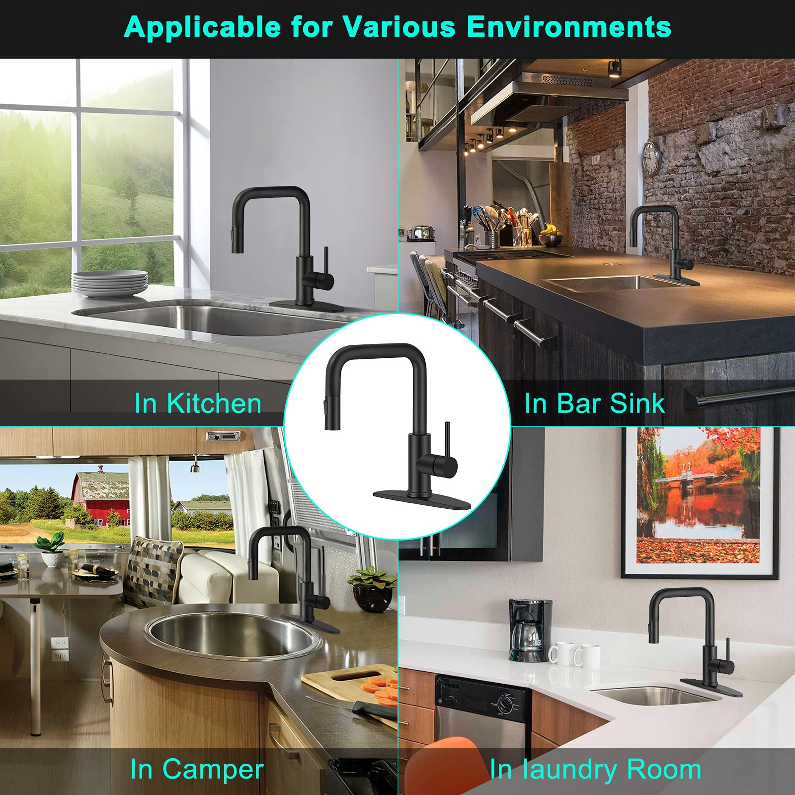 Kitchen Faucet Single Handle Stainless Steel Kitchen Sink Faucet with ...