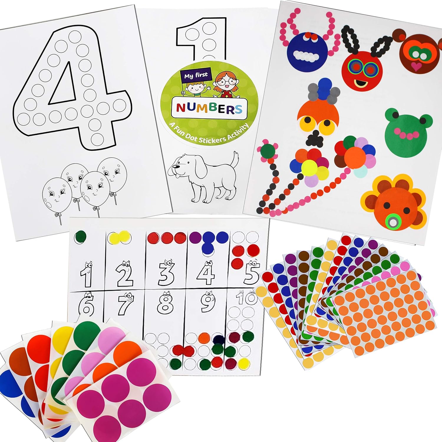 Amazon.com: Royal Green Fun Dot Sticker Activity Sheets for Kids, My ...
