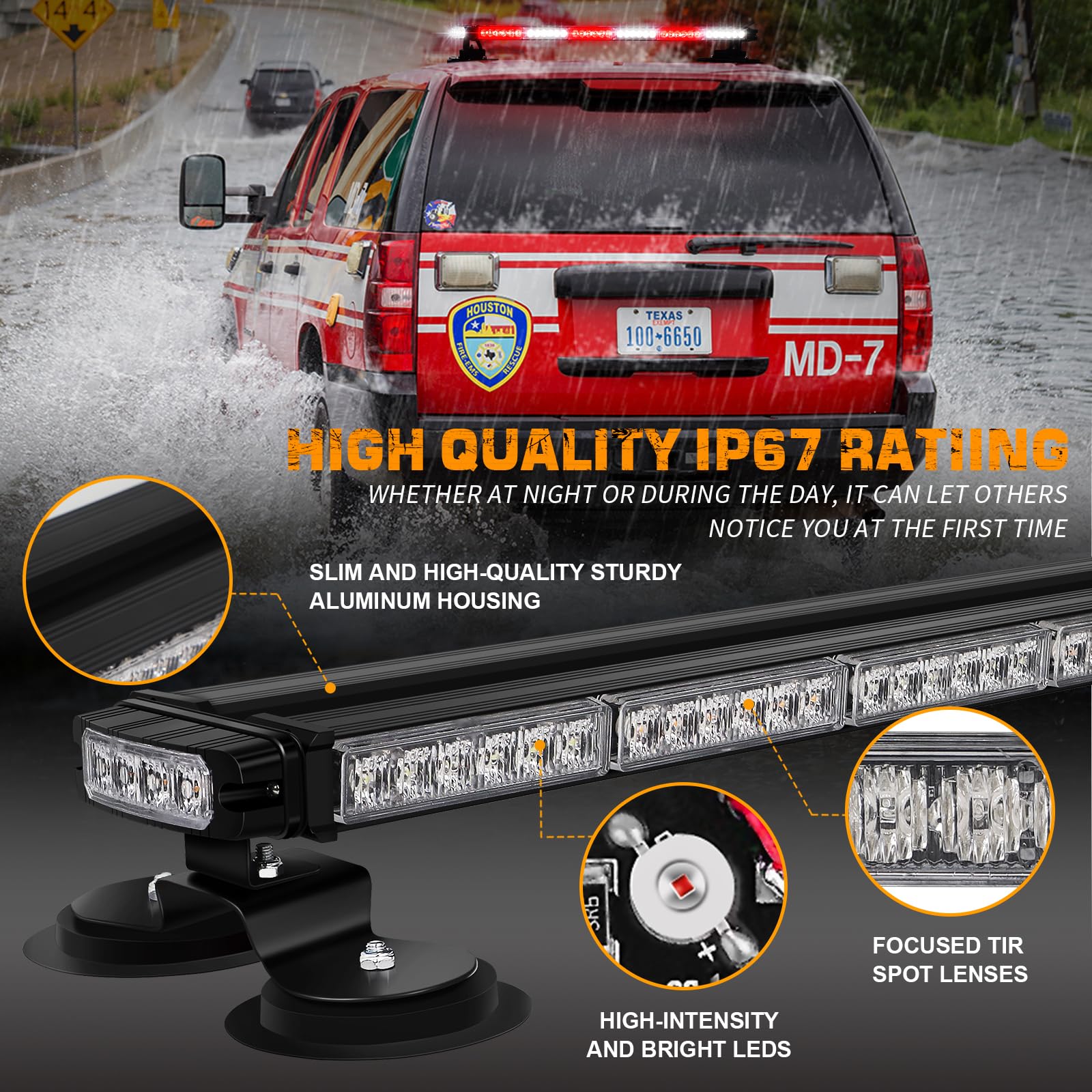 Snapklik.com : 28.4" 80 LED Roof Top Emergency Lights Red White Strobe ...