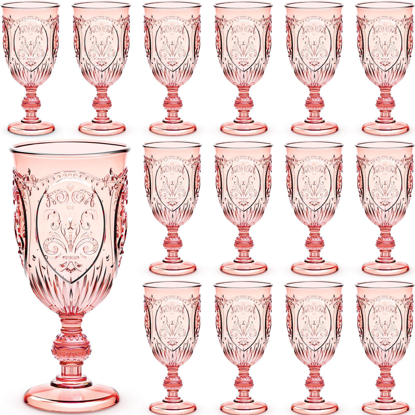 Amazon.com | Wiwiqing 24 Pcs Plastic Goblets 7.5oz Vintage Goblet ...