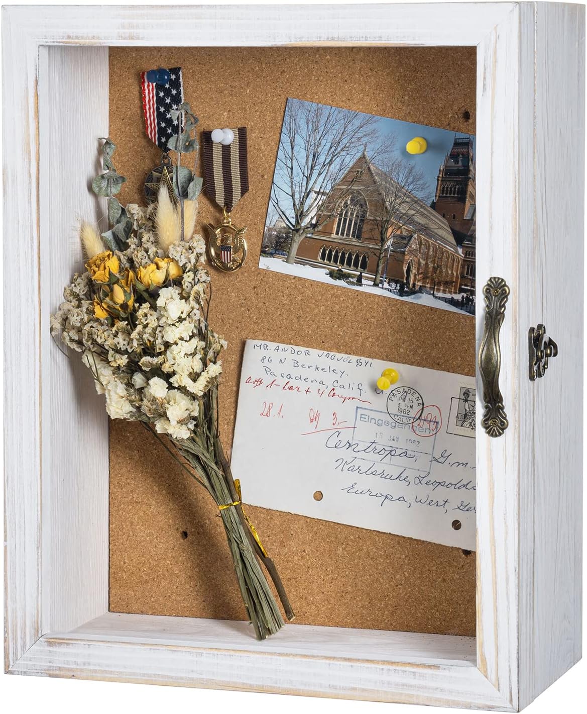 Amazon.com - MyGift 11x14 Vintage Gray Solid Wood Shadow Box with Cork ...