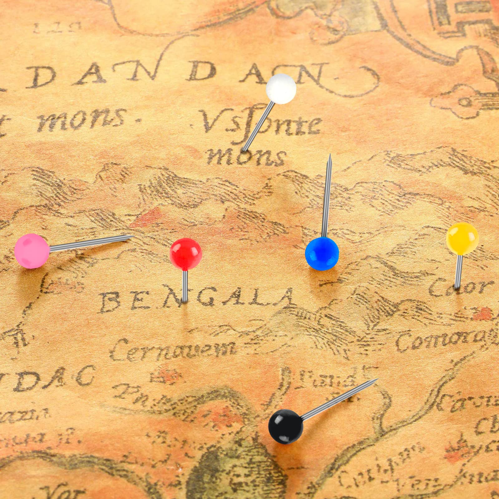 Gold Push Pins 100Pcs ThumbTacks Transparent Plastic Round Head Map ...