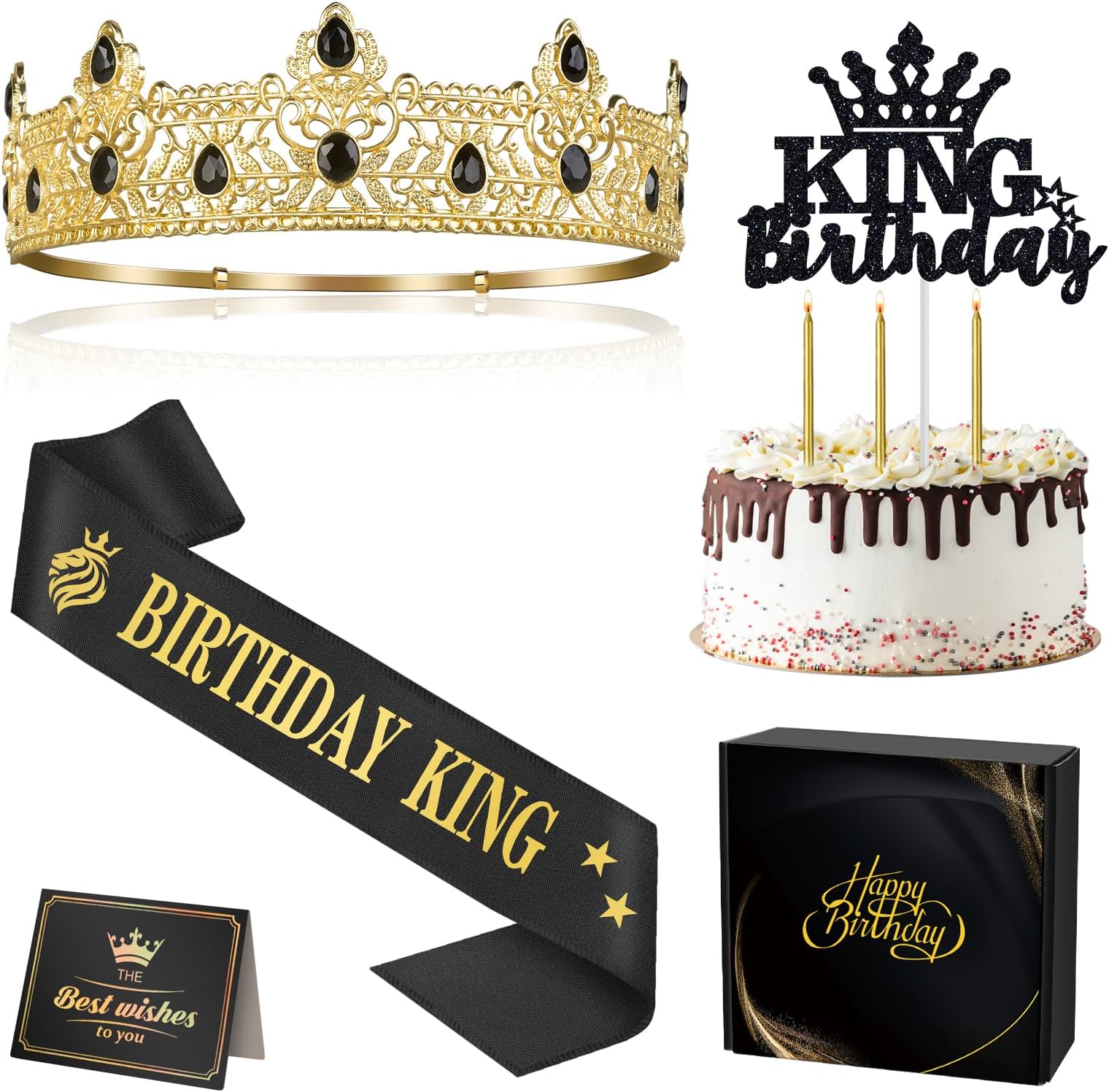 Amazon.com: Wonmelody King Birthday Decorations for Men Happy Birthday ...