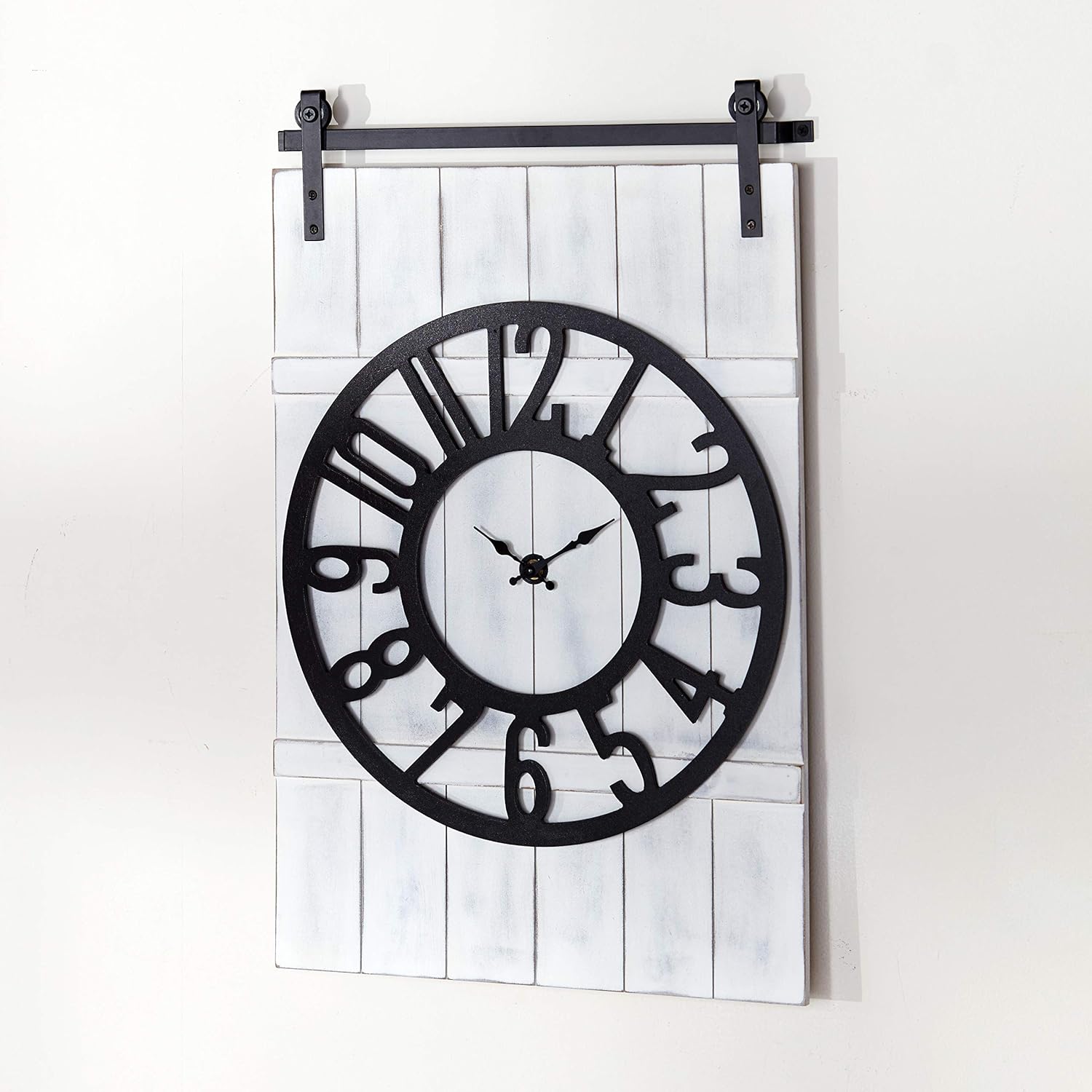 Amazon.com: Farmhouse Barn Door Wall Hanging Analog Clock with English ...