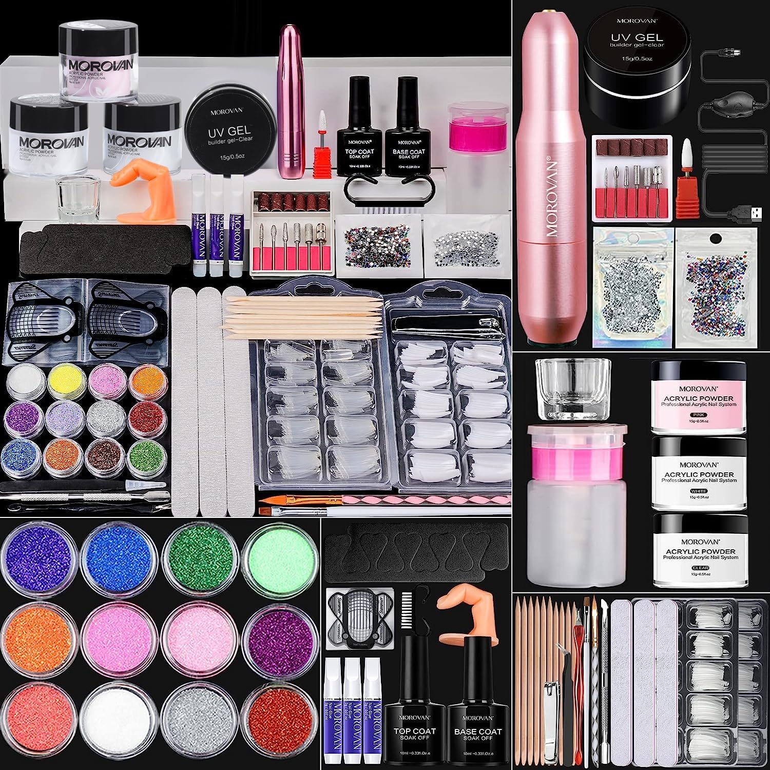 Amazon.com: Morovan Nail Kits Acrylic with Everything: Professional ...
