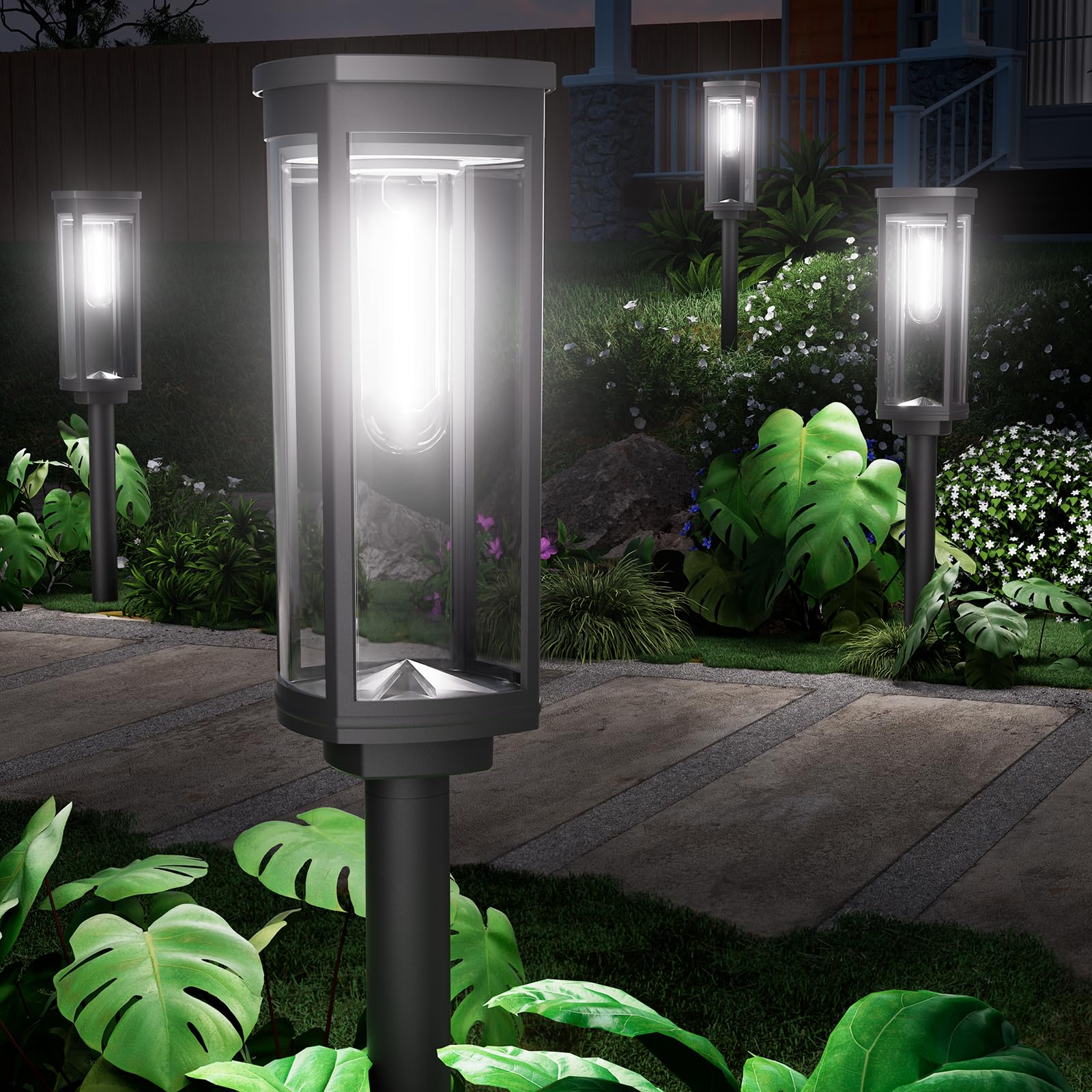 Snapklik.com : 4 Pack Solar Pathway Lights Outdoor, Modern Super ...