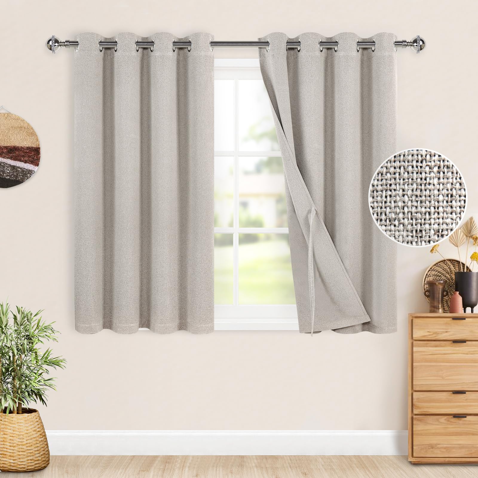 Amazon.com: DWCN Linen Curtains for Living Room, Full Light Blocking ...