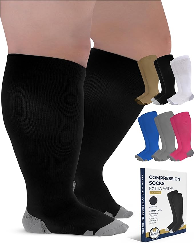Amazon.com: Pembrook Plus Size Compression Socks Wide Calf - Up to 6XL ...