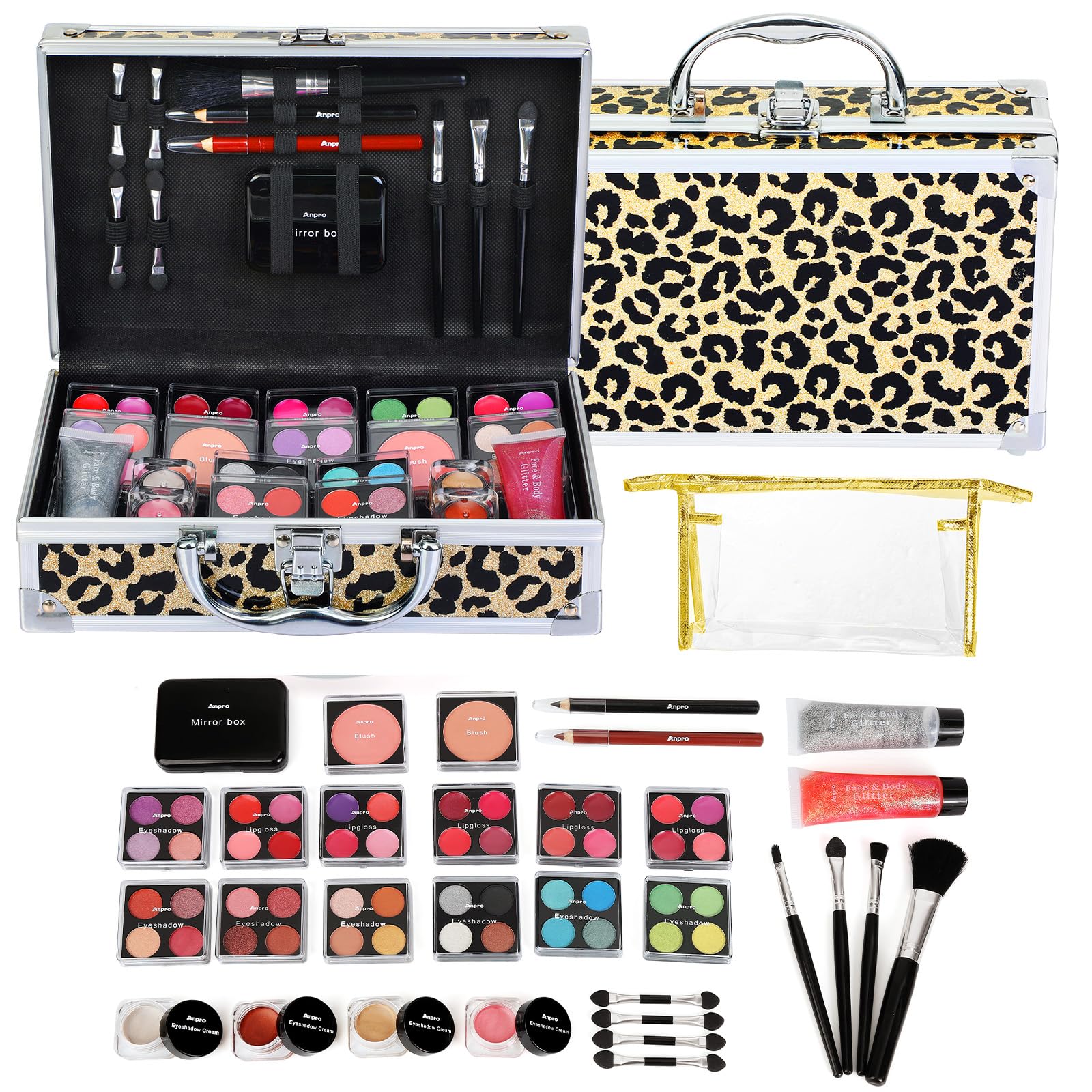 Amazon.com : Anpro All-In-One Makeup Carry Case with Pro Teen Makeup ...