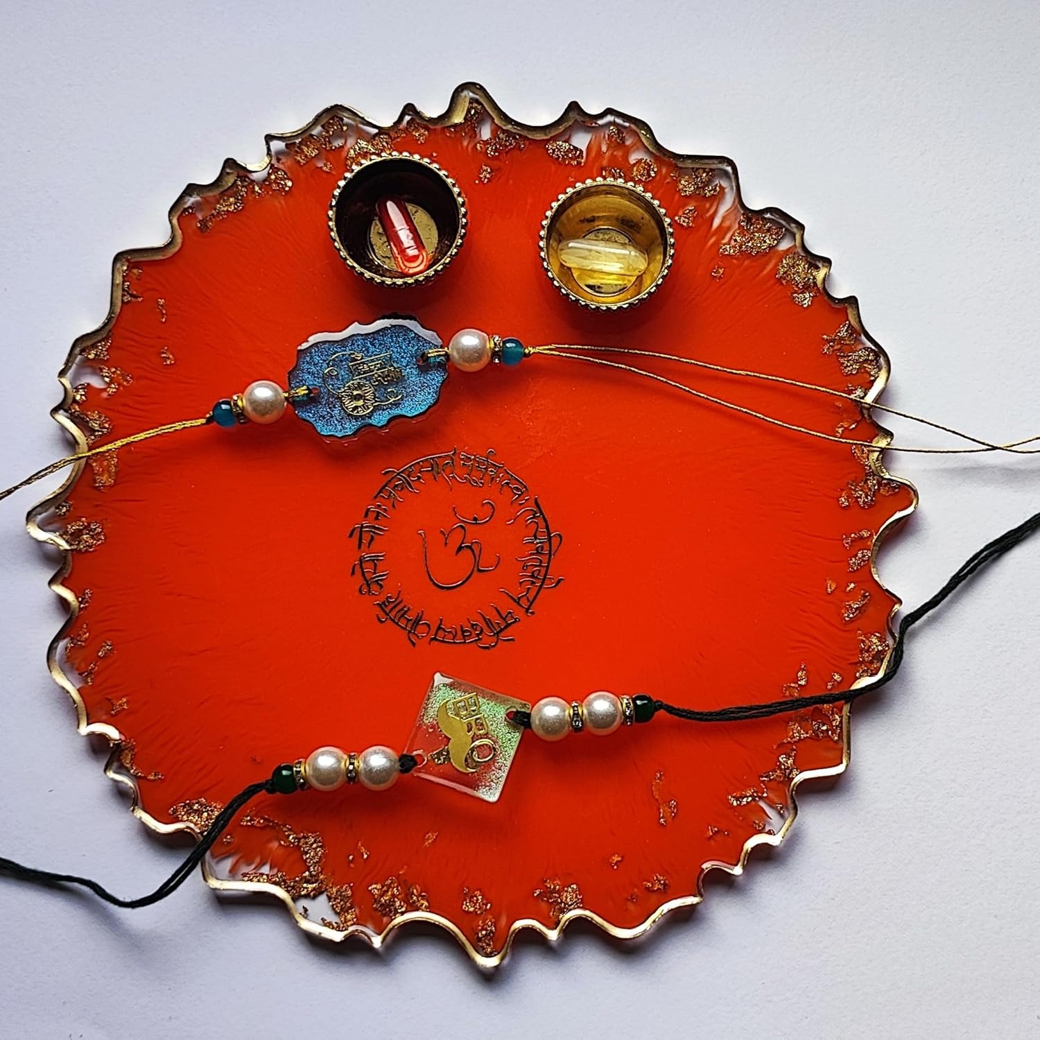 Love and Lather Rakhi Special Pooja thali/Handmade Resin Thali/ 8 inch ...