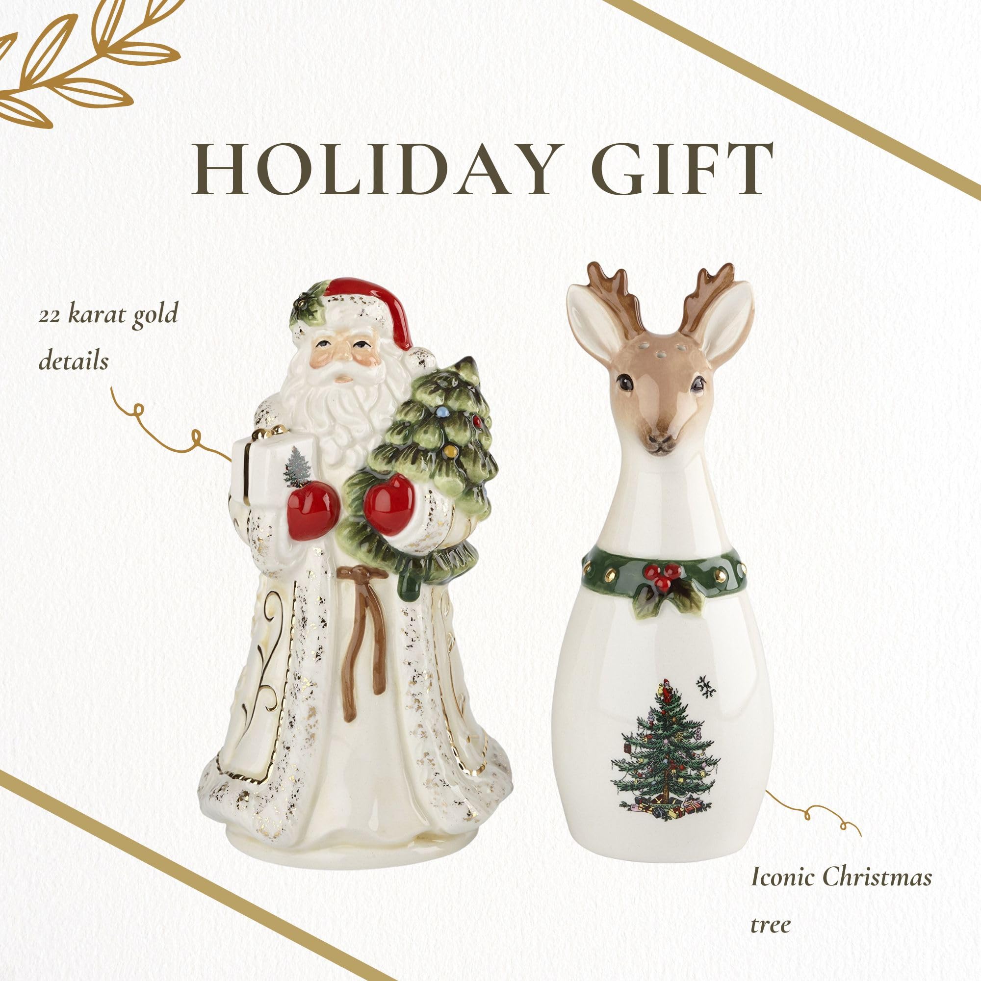 Snapklik.com : Christmas Tree Gold - Salt And Pepper Shakers - Santa ...