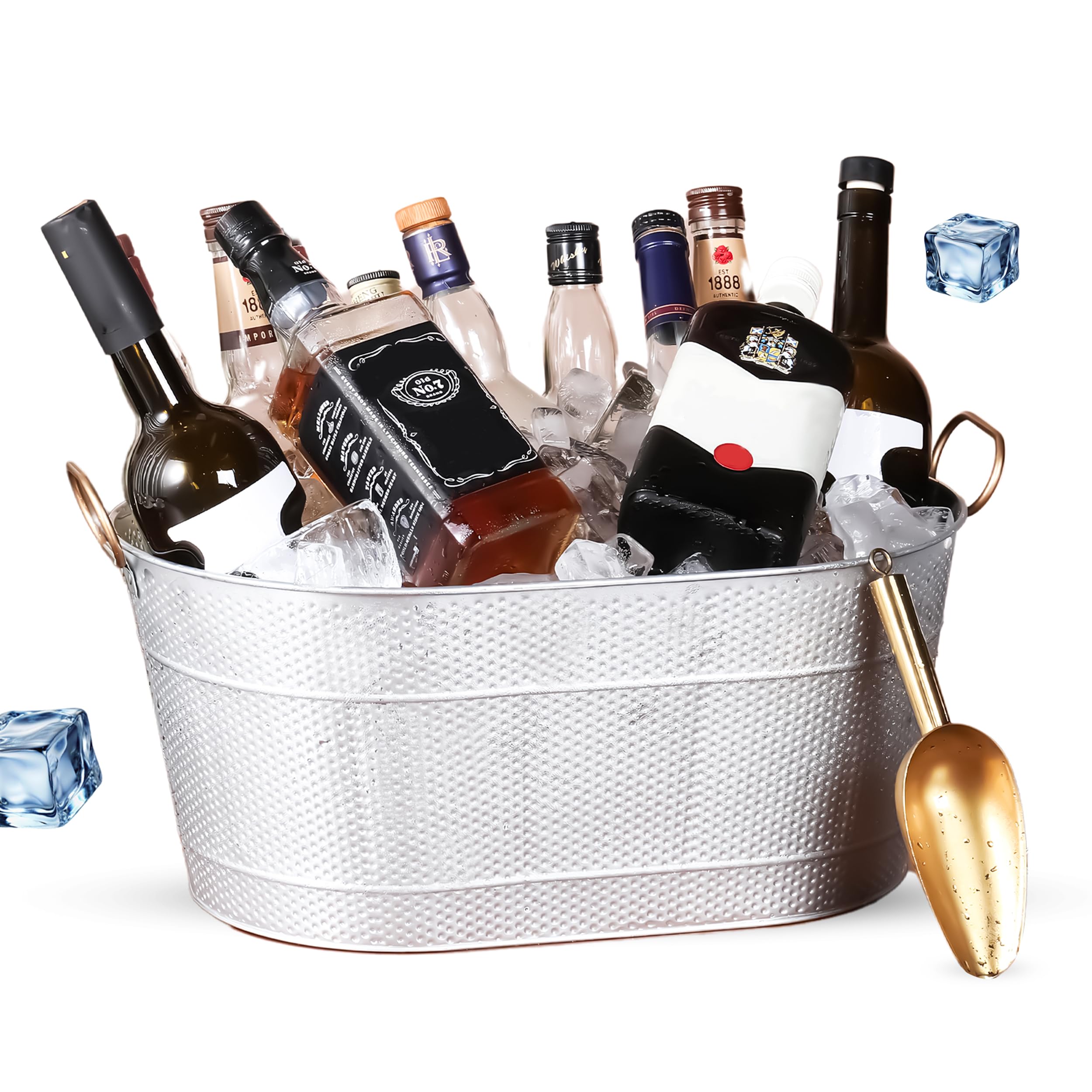 Amazon.com: 18” Stainless Steel Beverage Tub - 5 Gallon - Gold Handles ...