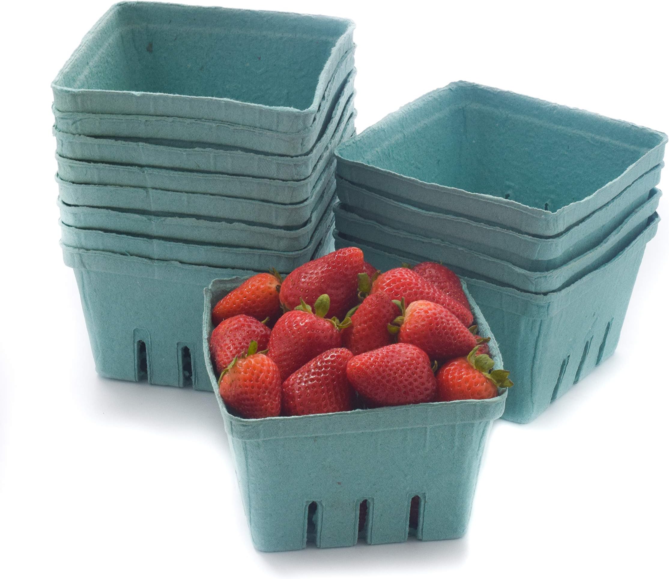 Amazon.com : JA Kitchens 42 Pack Quart Green Molded Pulp Fiber Berry ...