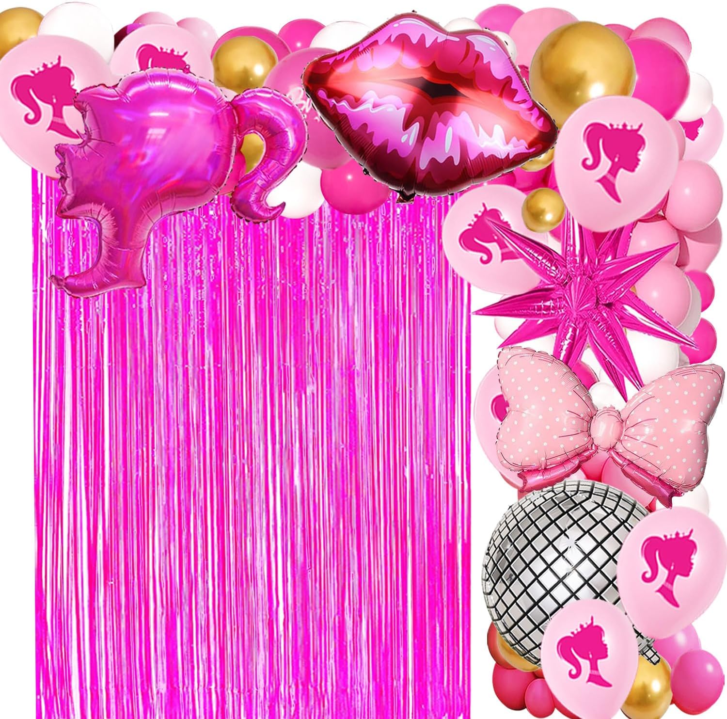 Amazon.com: Hot Pink Party Decorations Pink Balloon Garland Arch Kit ...