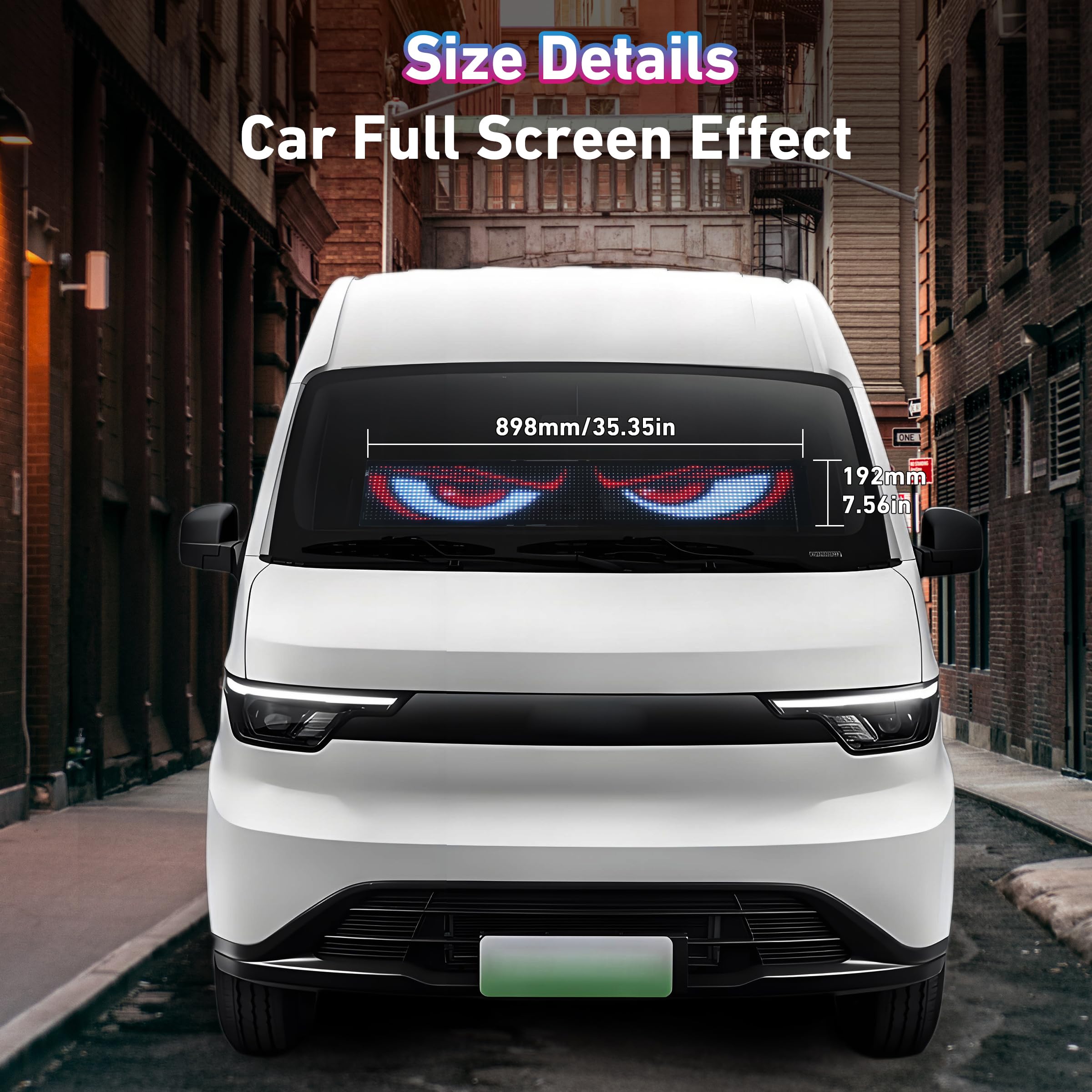 35.35in*7.56in Big LED Eyes for Truck Windshield,Programmable RGB Full ...