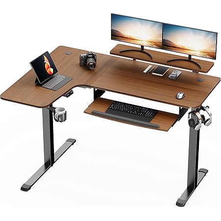 EUREKA ERGONOMIC Bureau Assis Debout Électrique 155x110cm Bureau d'angle en Forme L avec Plateau ...
