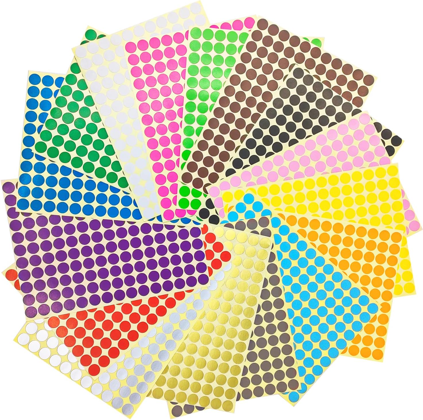 2640 Pcs Coloured Dot Stickers 10 mm Coloured Self Adhesive Circle Dot ...