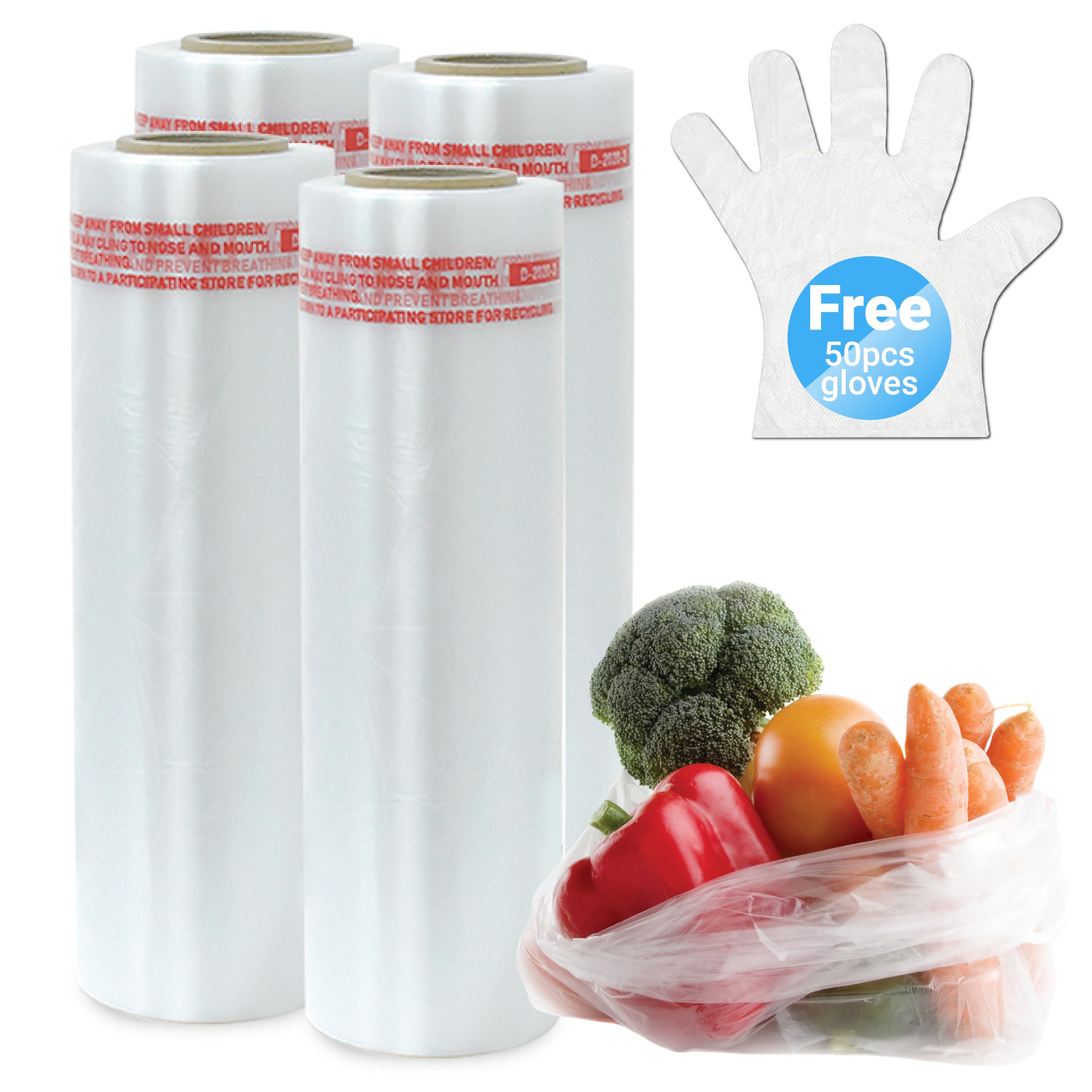 Amazon.com: 500 Count 14 x 20 Inches Clear Plastic Produce Bags on a ...