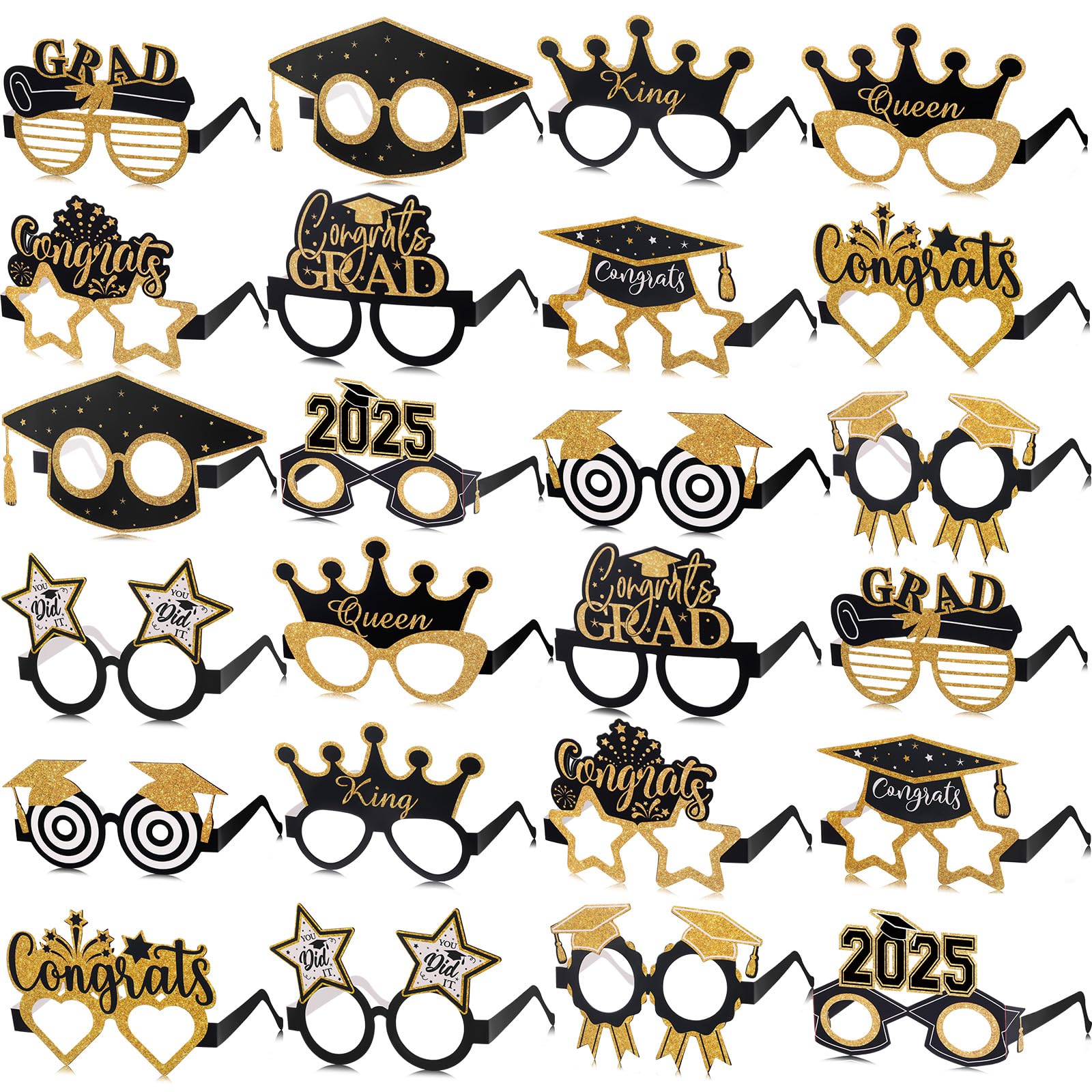 Amazon.com: Sabary 24 Pcs 2024 Graduation Prom Glasses Photo Booth ...