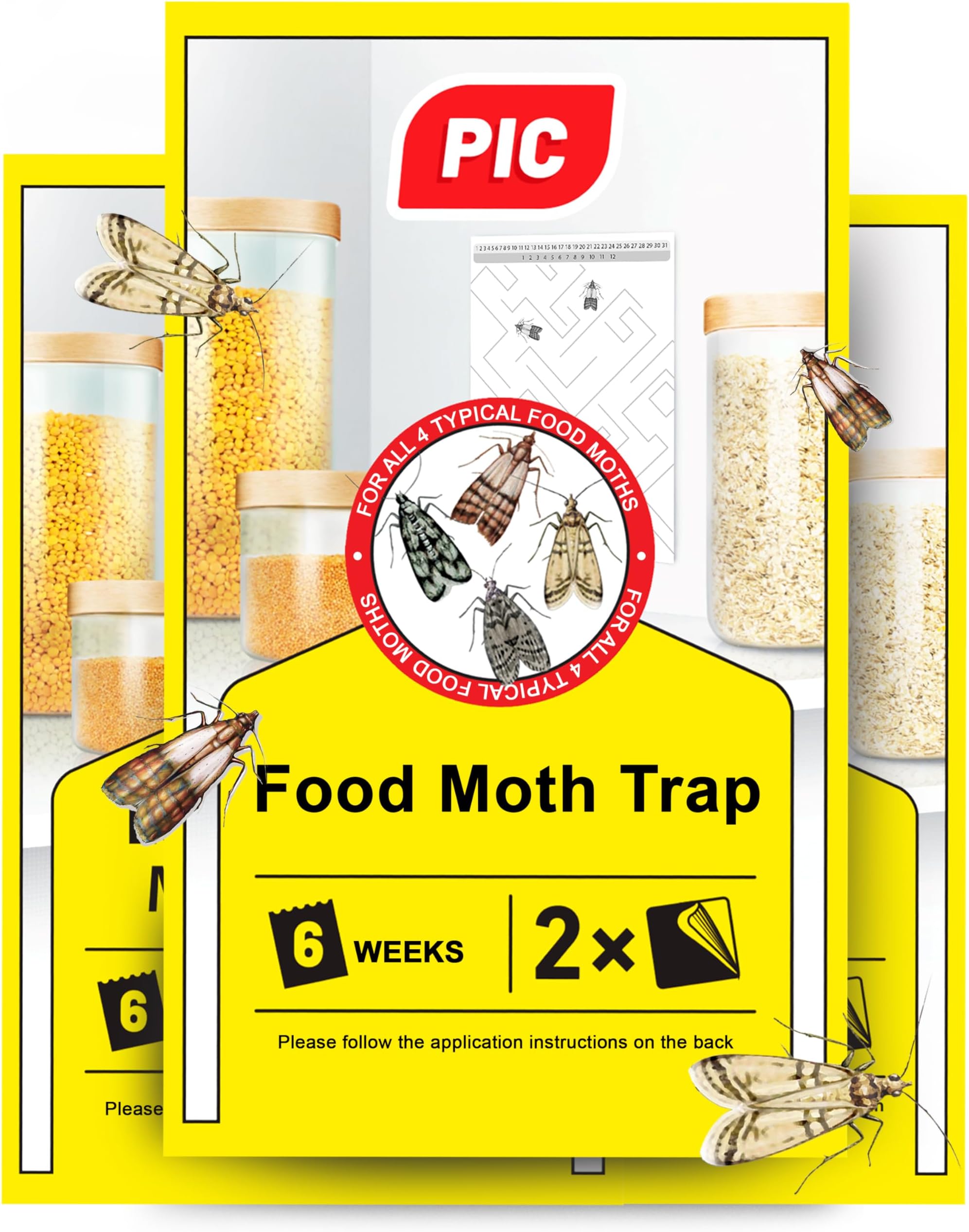 PIC Pantry Moth Trap – Kitchen Moth Traps – 6x – with Infused Pheromone ...