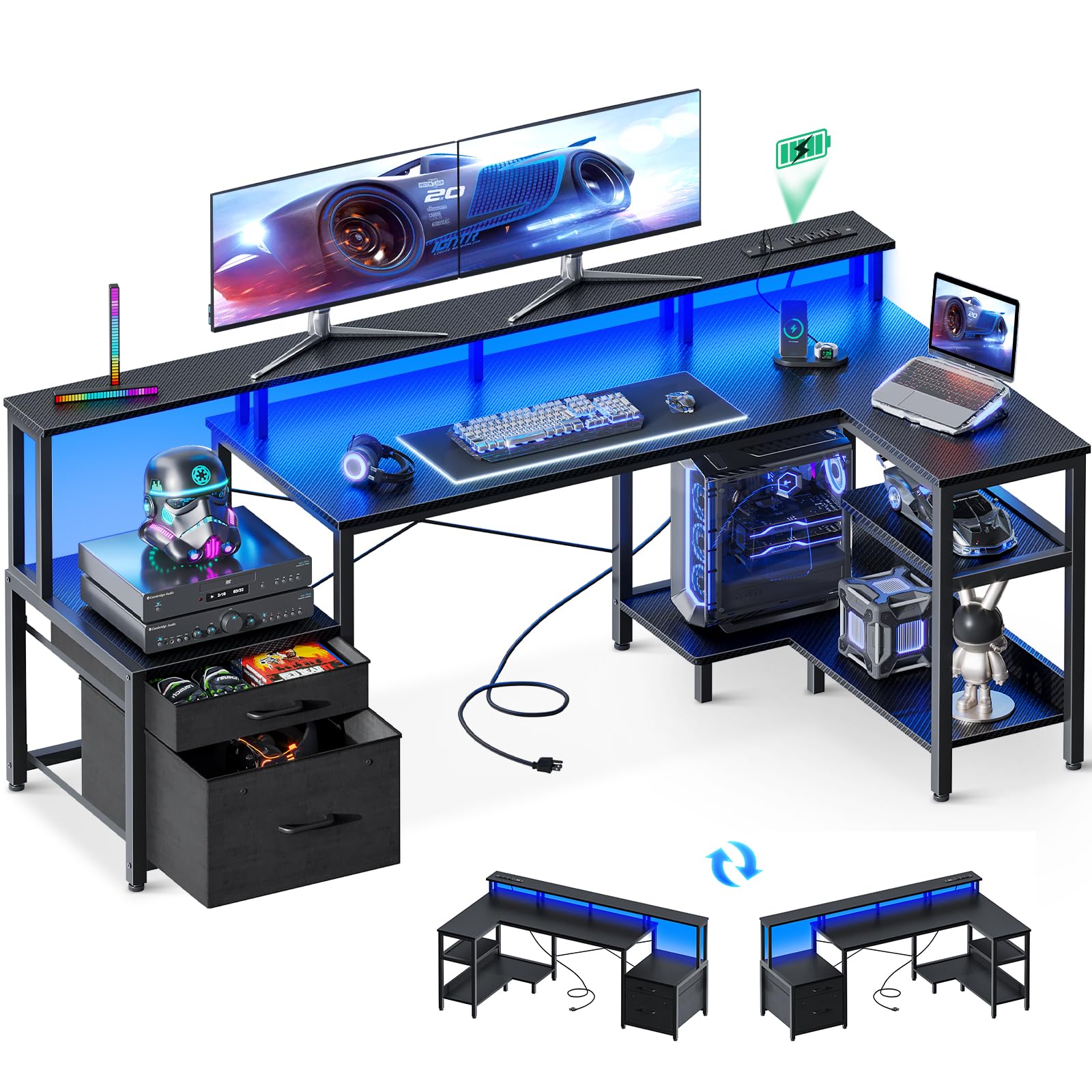 Snapklik.com : AODK 71 Inch L Shaped Gaming Computer Desk