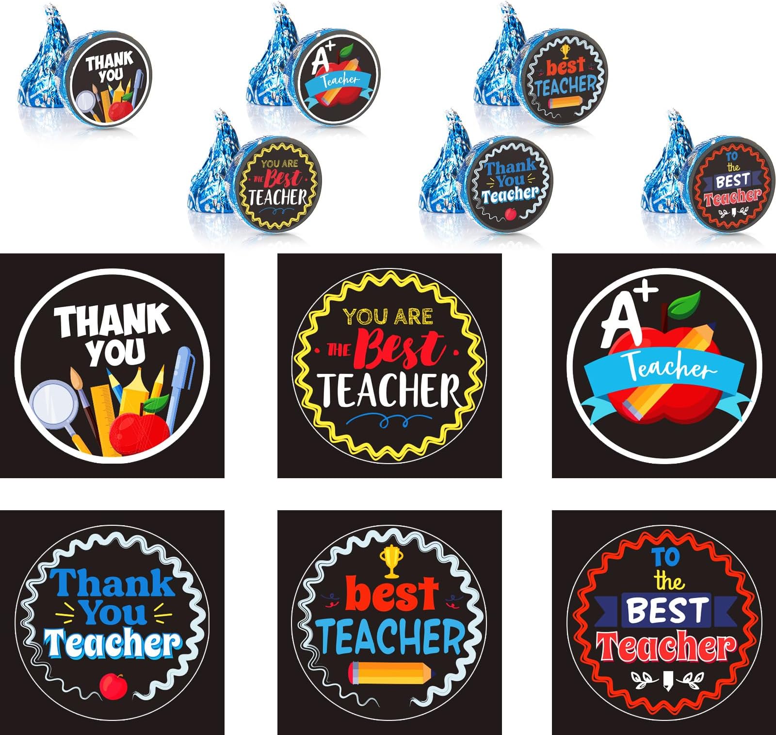 Amazon.com: 240 Pieces Thank You Teacher Appreciation Stickers Teacher ...