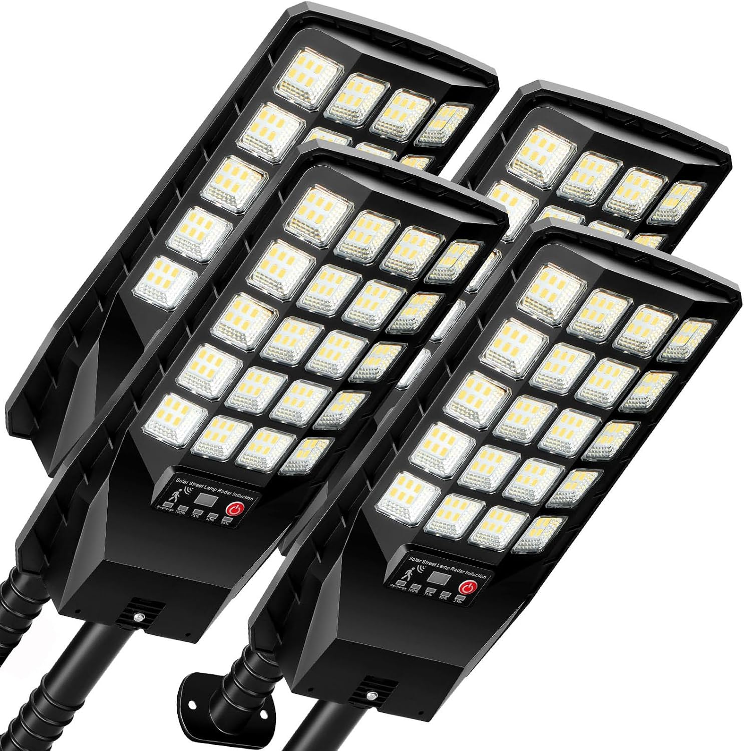 4-Pack Solar Street Lights, 20000LM Outdoor LED Flood Light with Dual ...