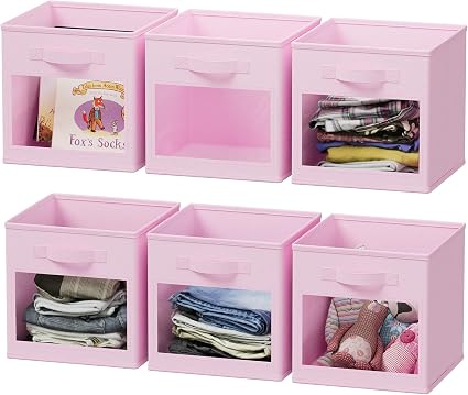 Amazon.com: SpaceAid Storage Cubes with Clear Windows, Set of 6 Fabric ...
