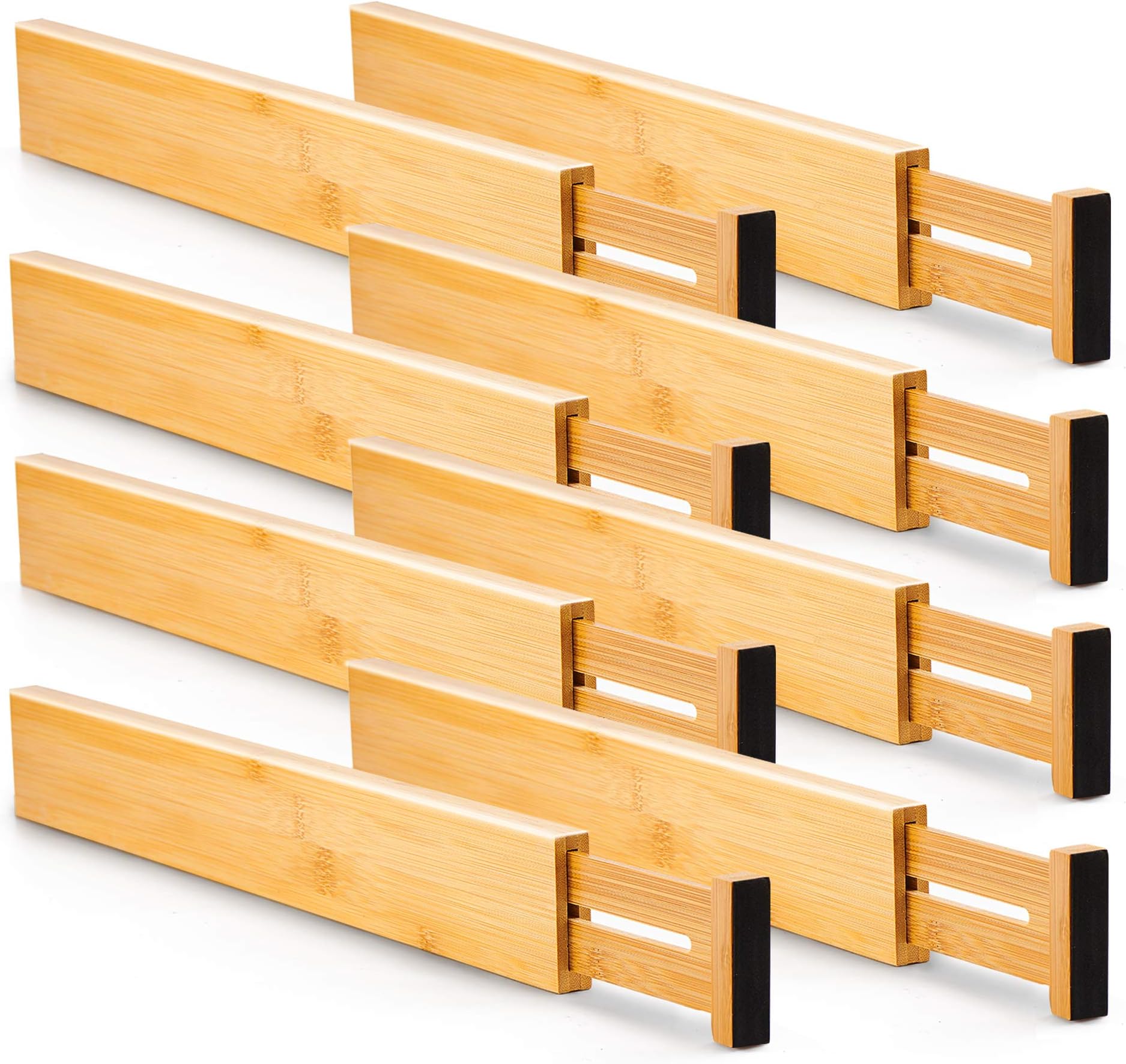 Amazon.com: Bamboo Wooden Drawer Dividers | Expandable and Adjustable ...