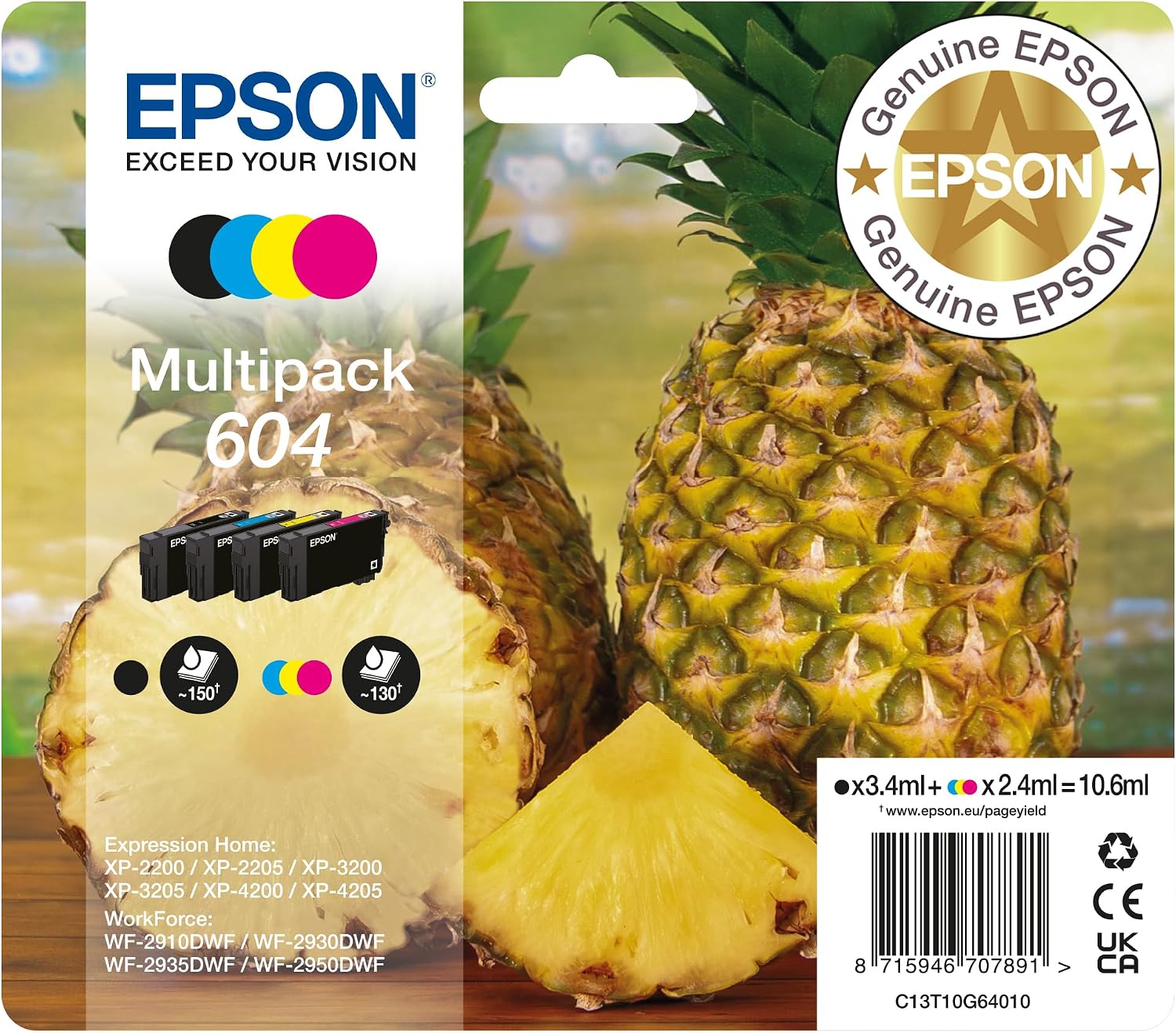 Epson 604 Pineapple, Genuine Multipack, 4-colours Ink Cartridges ...