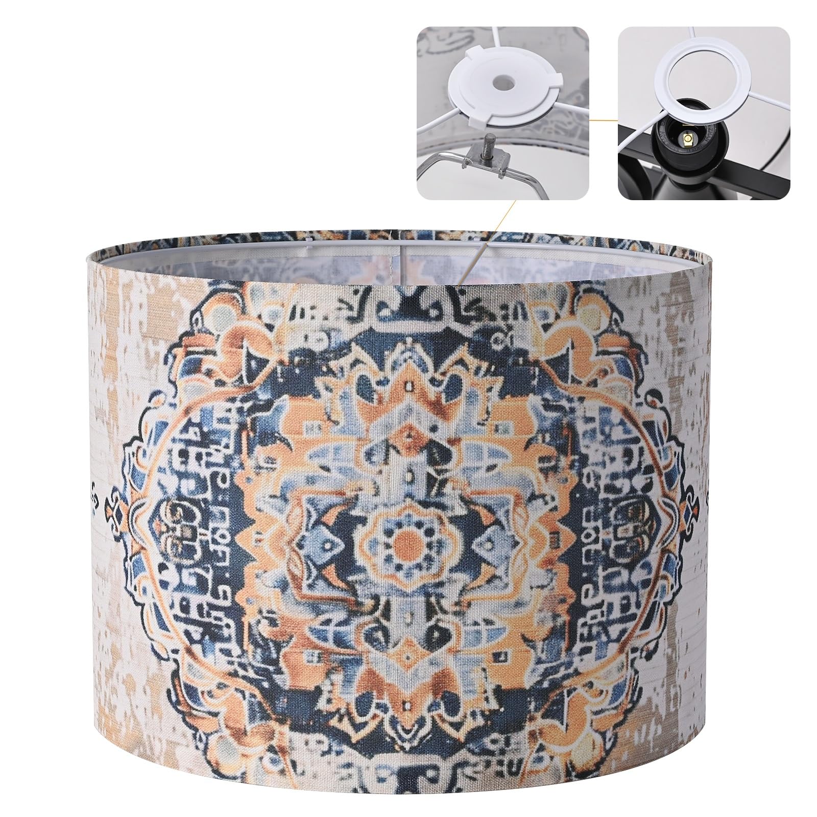 Peesin Fabric Round Drum Lamp Shades, 13x13x10in Moroccan Trellis Lamp ...