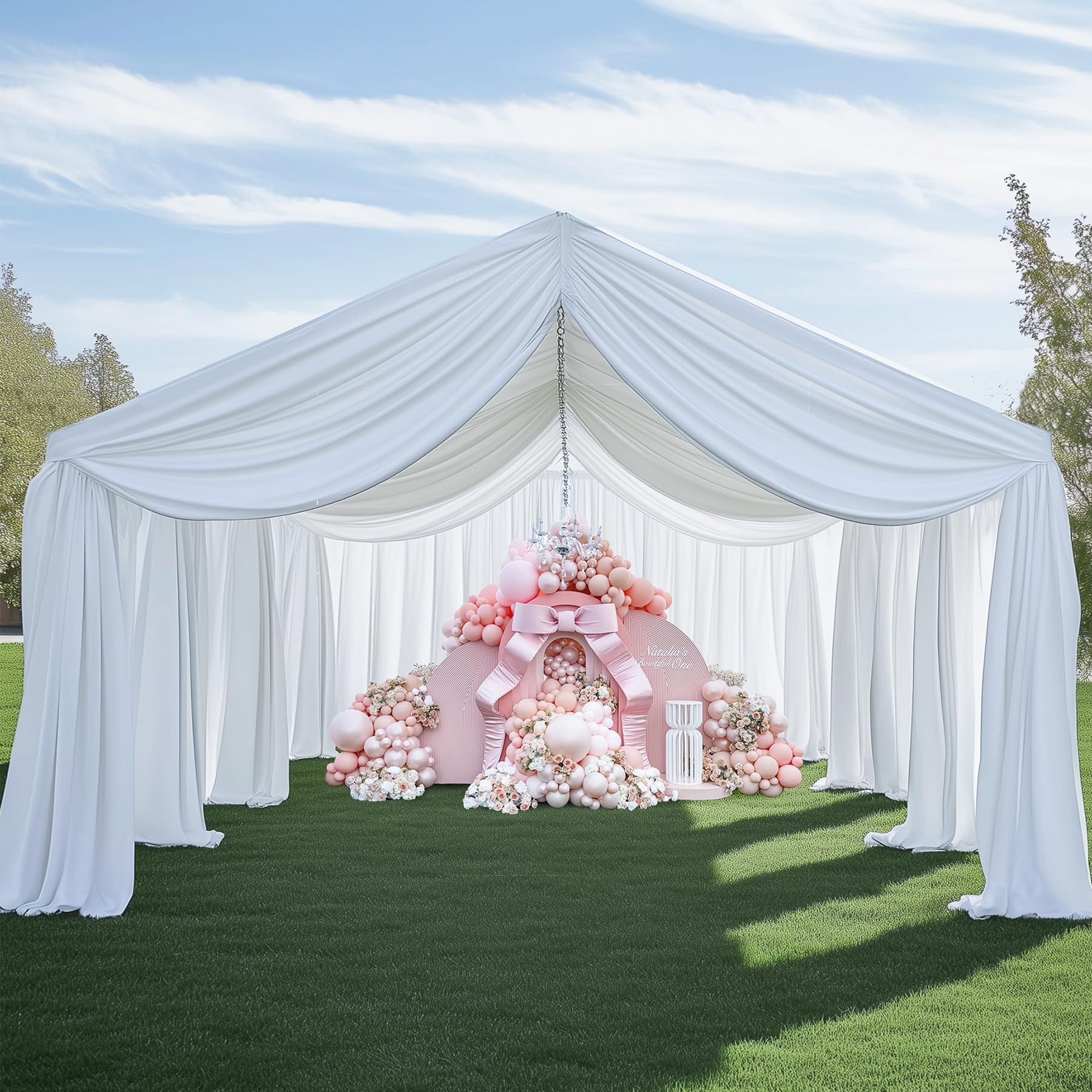 Amazon.com: 20ftx20ft White Backdrop Ceiling Drapes,4Panels 20ft Height ...