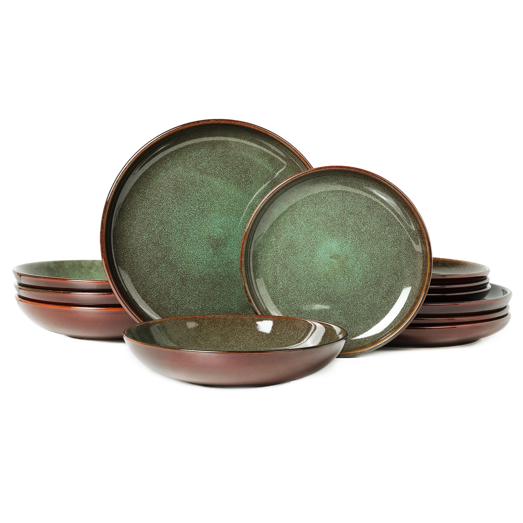 Amazon.com | Pokini 12 Piece Dinnerware Sets, Stain Resistant Dish Set ...