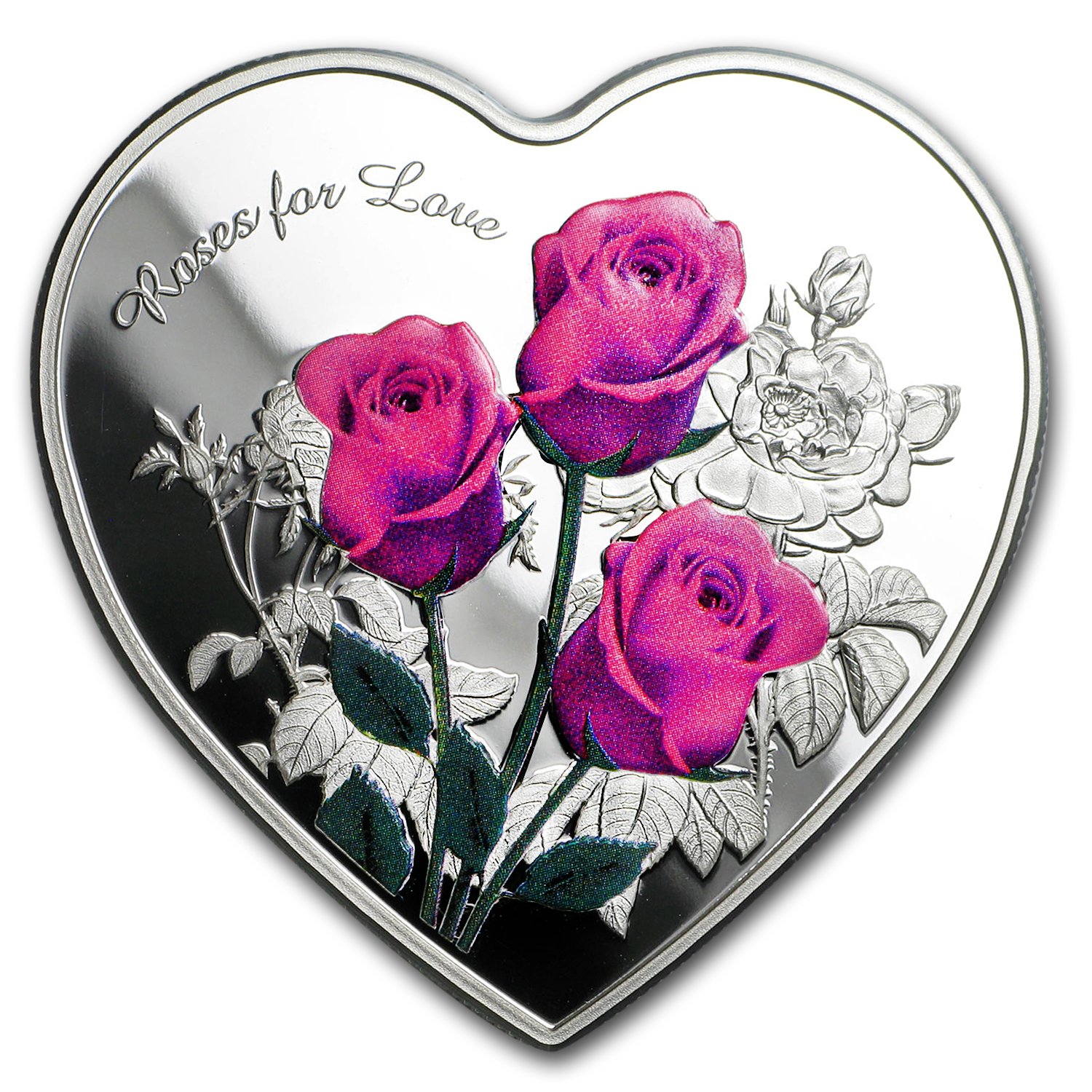2017 DE Tokelau Proof Silver Roses For Love Heart-Shaped Coin Silver ...