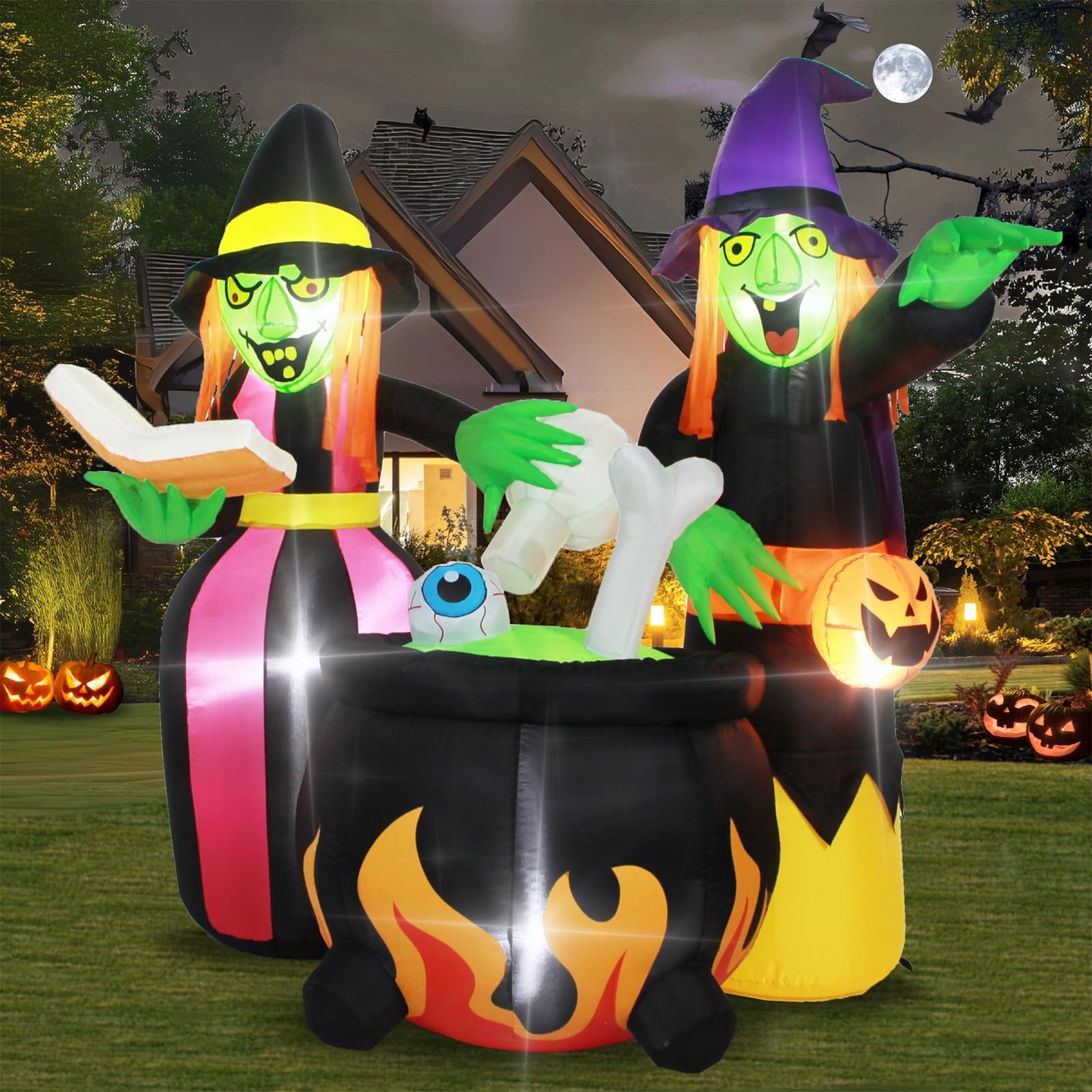Amazon.com: Opemon Halloween Inflatables Witch Outdoor Decorations 6ft ...