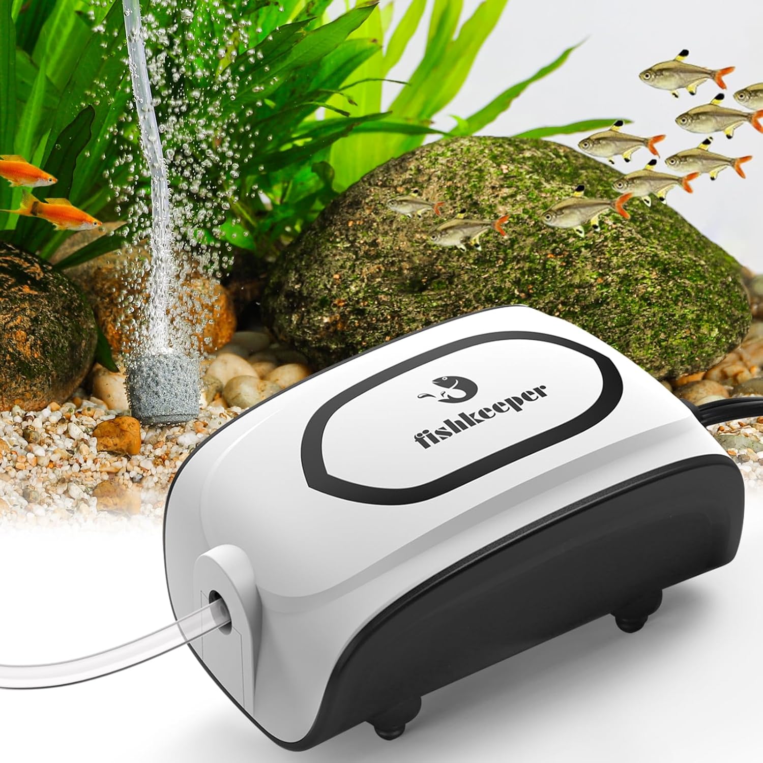 Amazon.com : fishkeeper 3W Mini Aquarium Air Pump, 50 GPH Powerful Fish ...