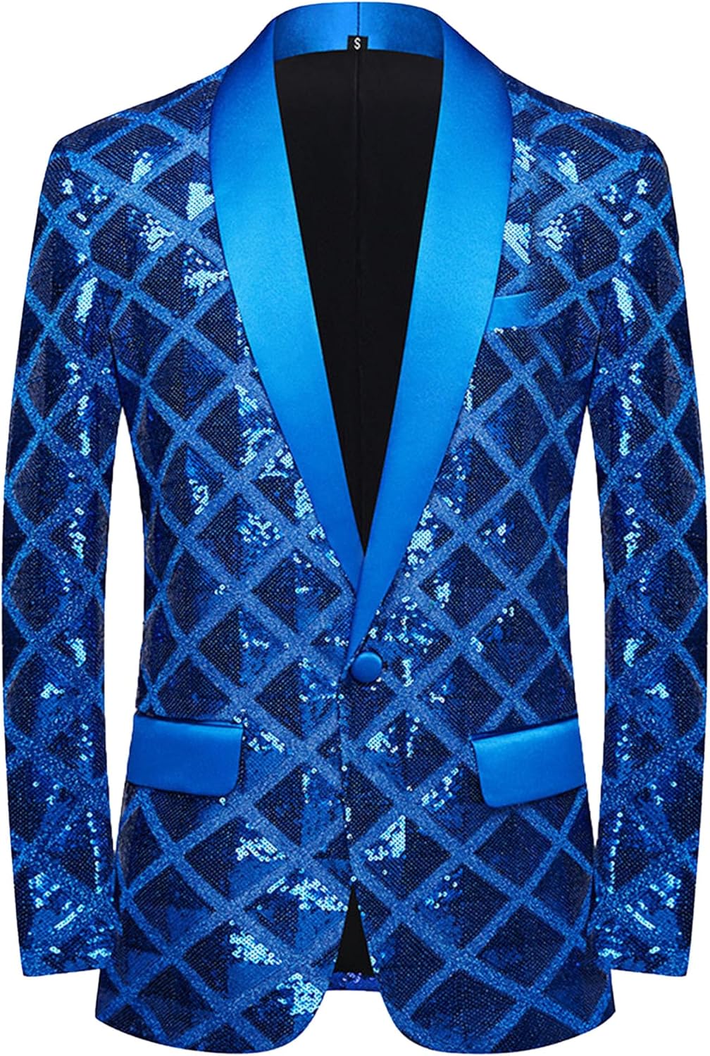 DGHM-JLMY Men's Shiny Sequins Blazer One Button Sequin Dress Suit ...