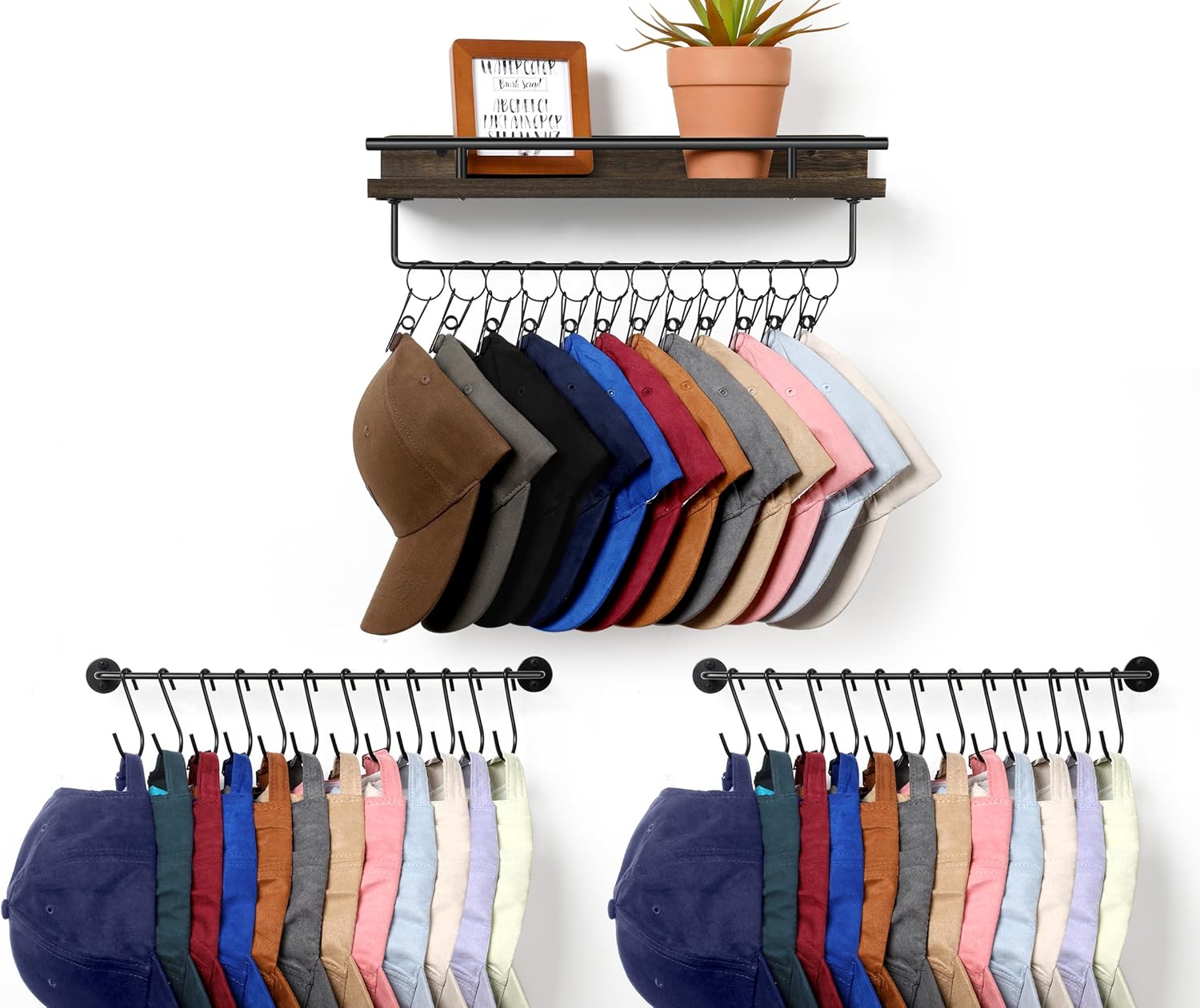 Amazon.com: Aetyord Hat Rack for Wall 3 Tier - Hat Organizer for ...