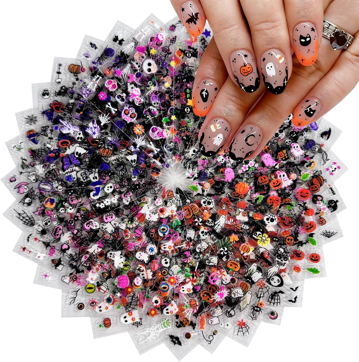 Amazon.com: 30 Sheets Halloween Nail Art Stickers Ghost Nail Stickers ...