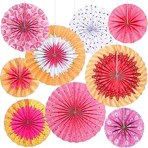 Amazon.com: Outus Confetti Sprinkles Hanging Paper Fans Donut ...